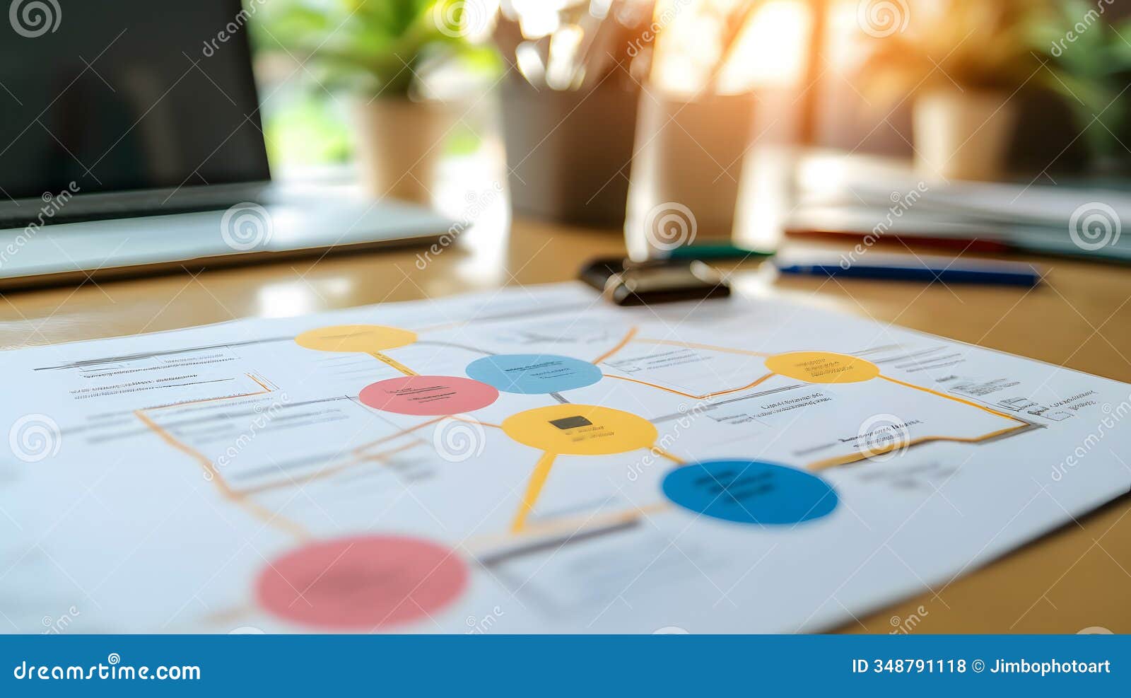 Business Plan with a Flowchart and Key Performance Stock Illustration ...