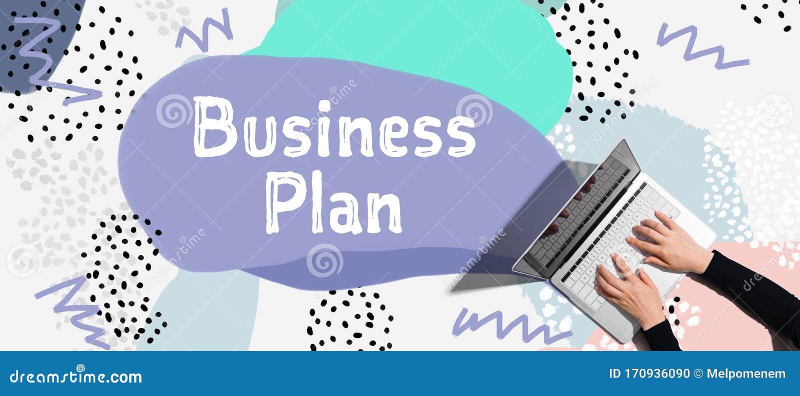 Business Plan with Person Using Laptop Stock Illustration ...