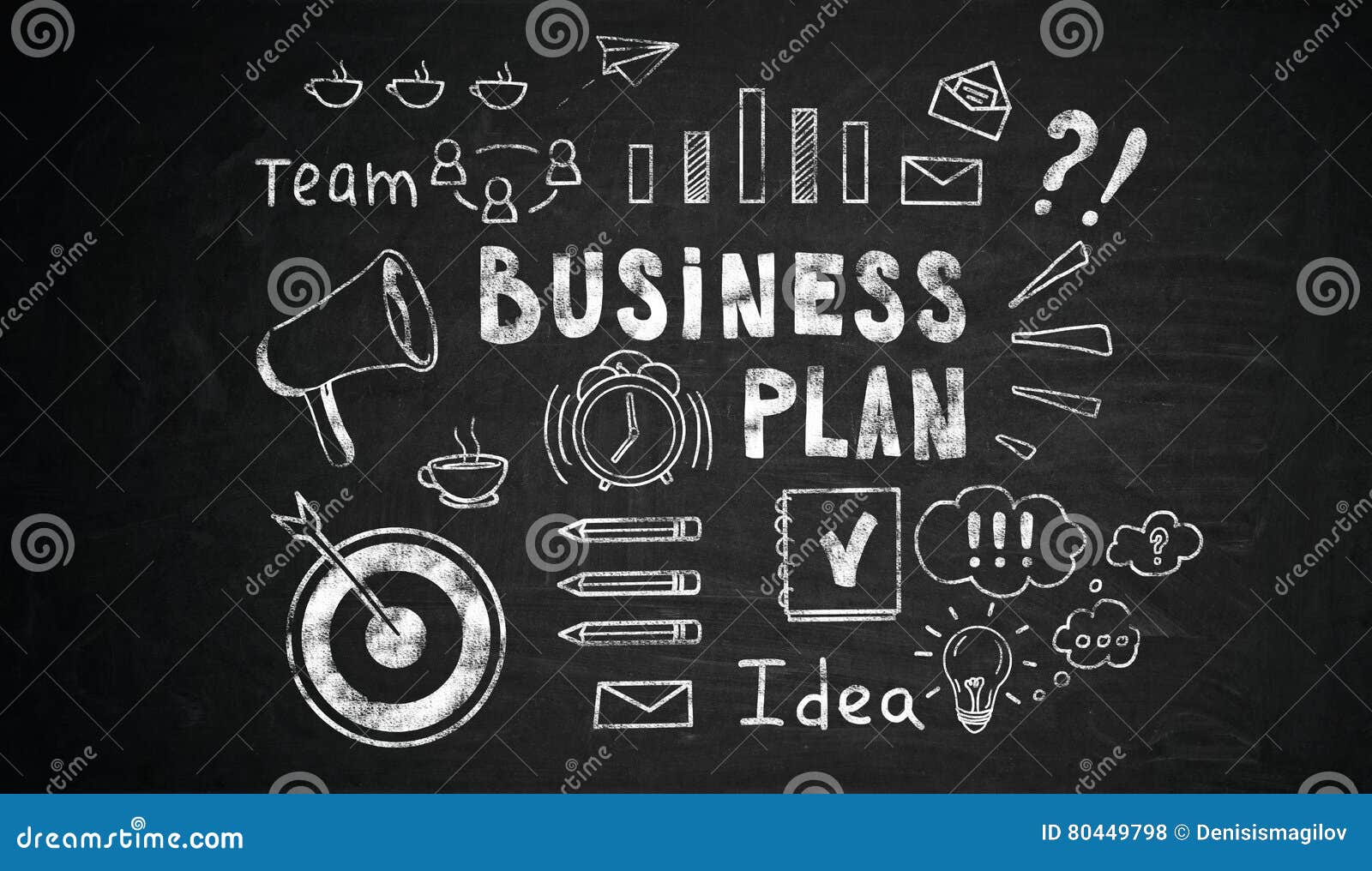Business Plan Sketch on Chalkboard Stock Photo - Image of light ...