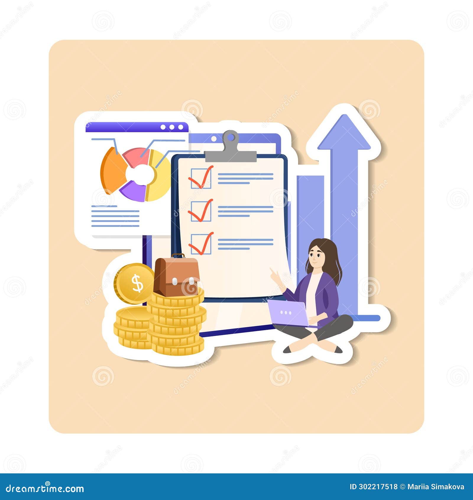 Business Plan Sticker Illustration. Project Task Management and ...