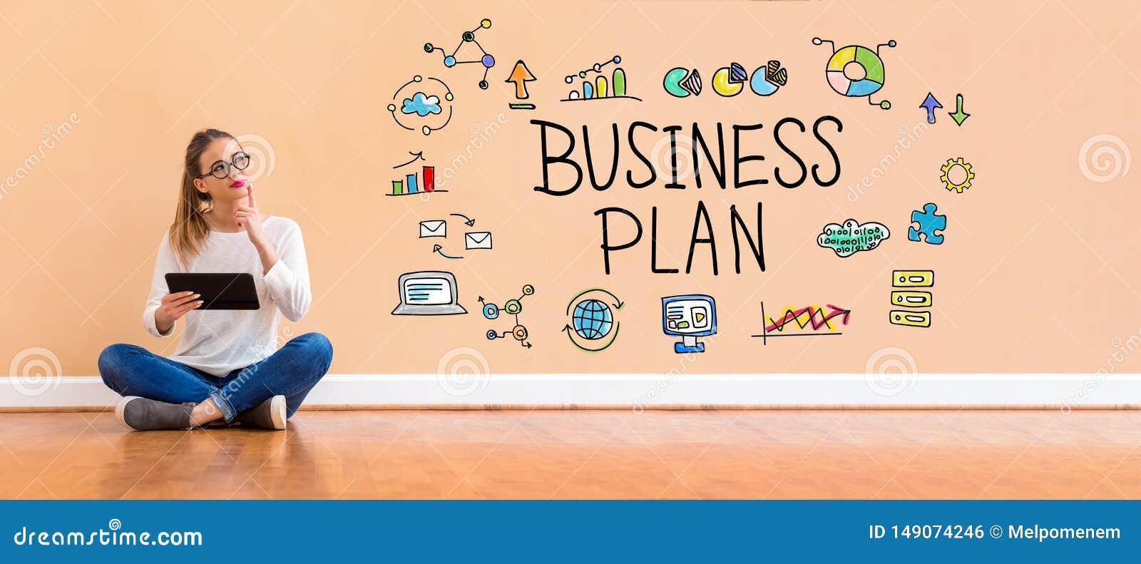 Business Plan with Woman Using a Tablet Stock Photo - Image of business ...