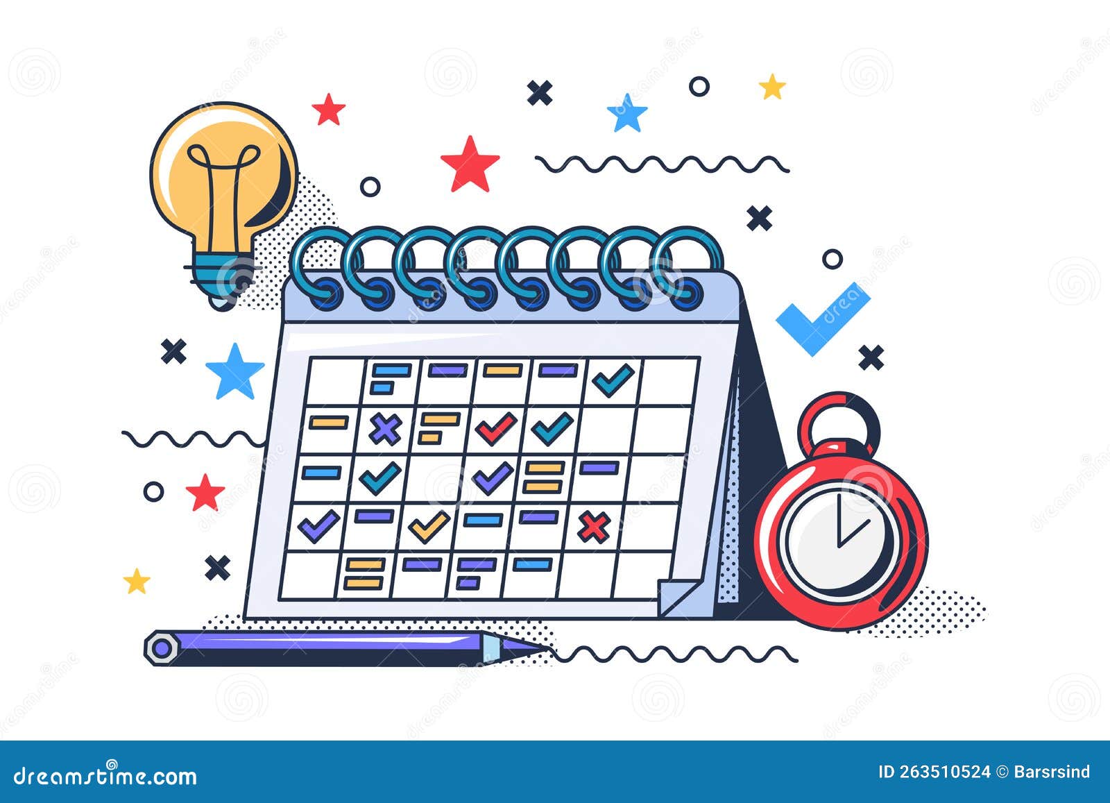 Business Planner Accessory for Plan Task Vector Stock Vector - Illustration of monthly, goal ...