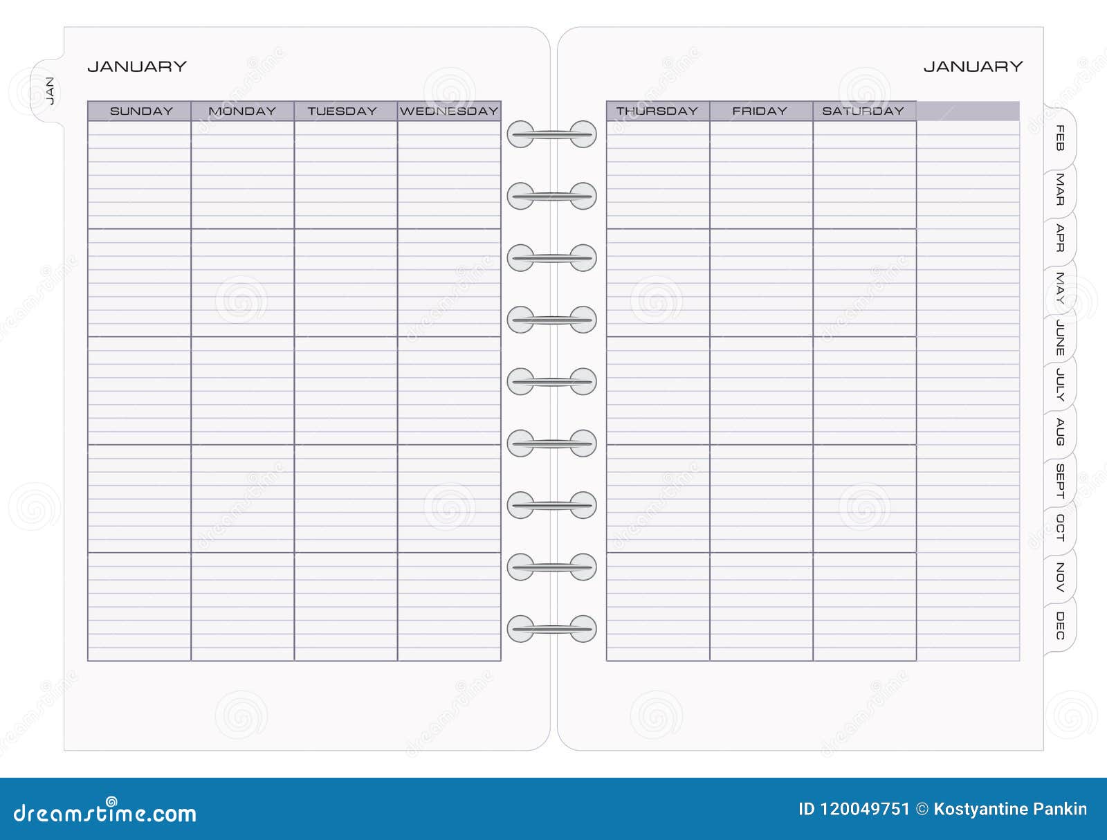 Business Planner for January Stock Vector - Illustration of paper, memo ...