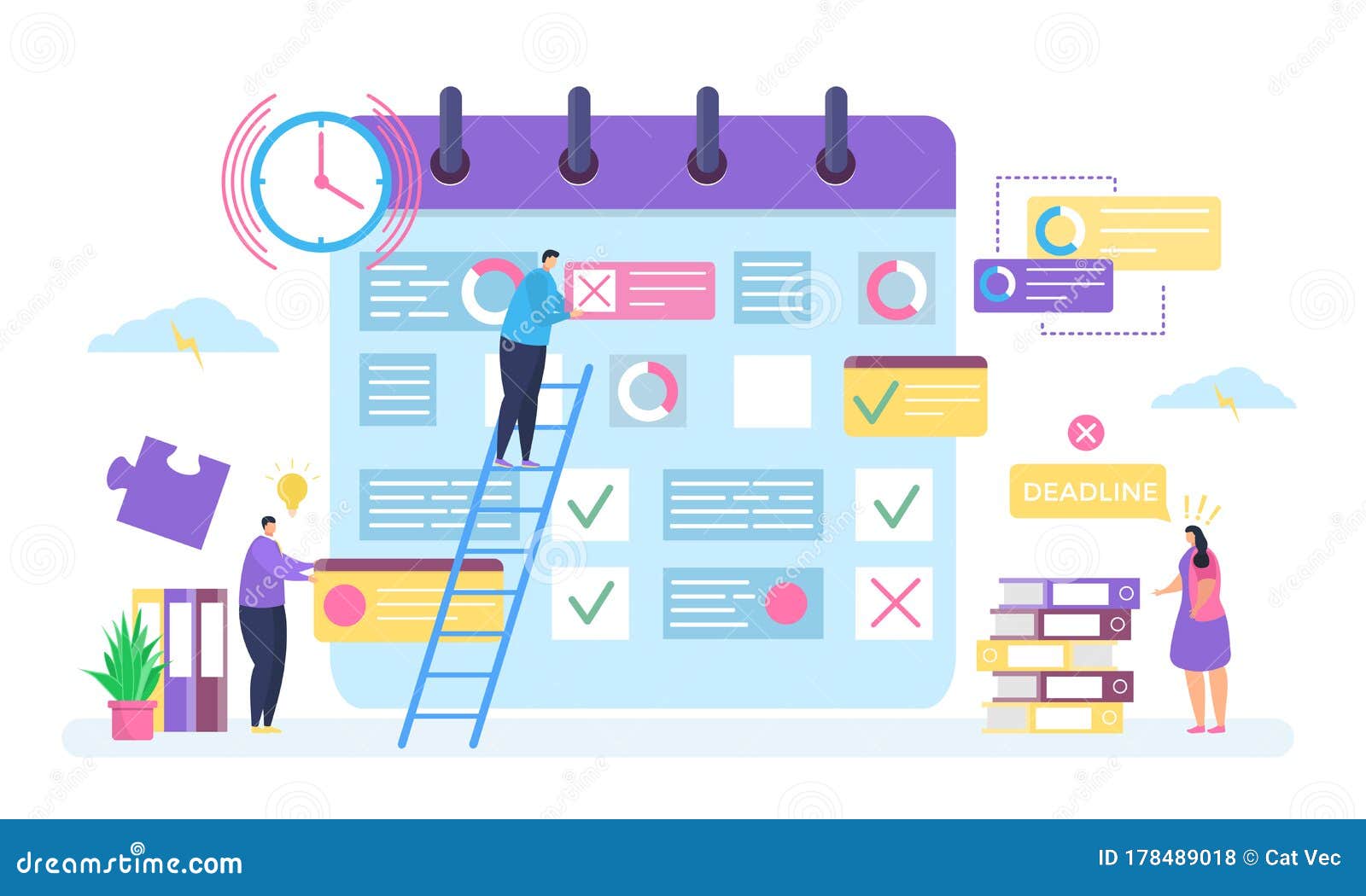 Business Planning, Deadline Concept Vector Illustration, Cartoon Tiny ...
