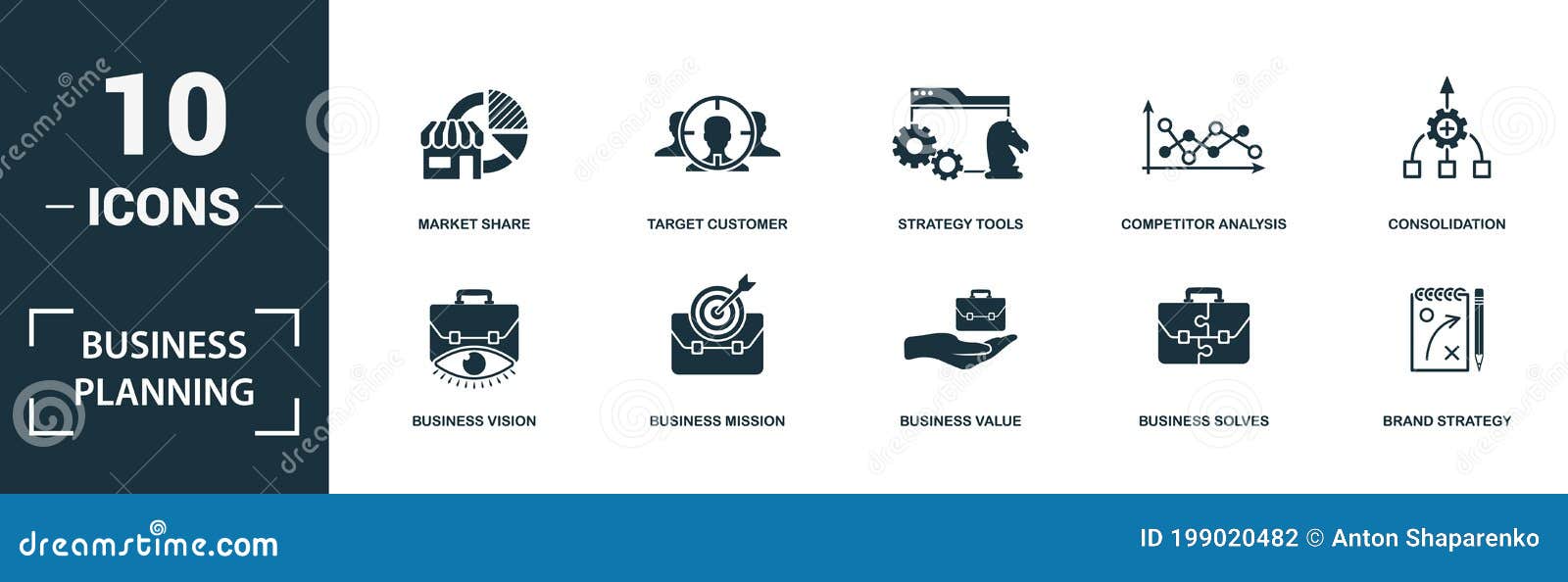Business Planning Icon Set. Monochrome Sign Collection with Business ...