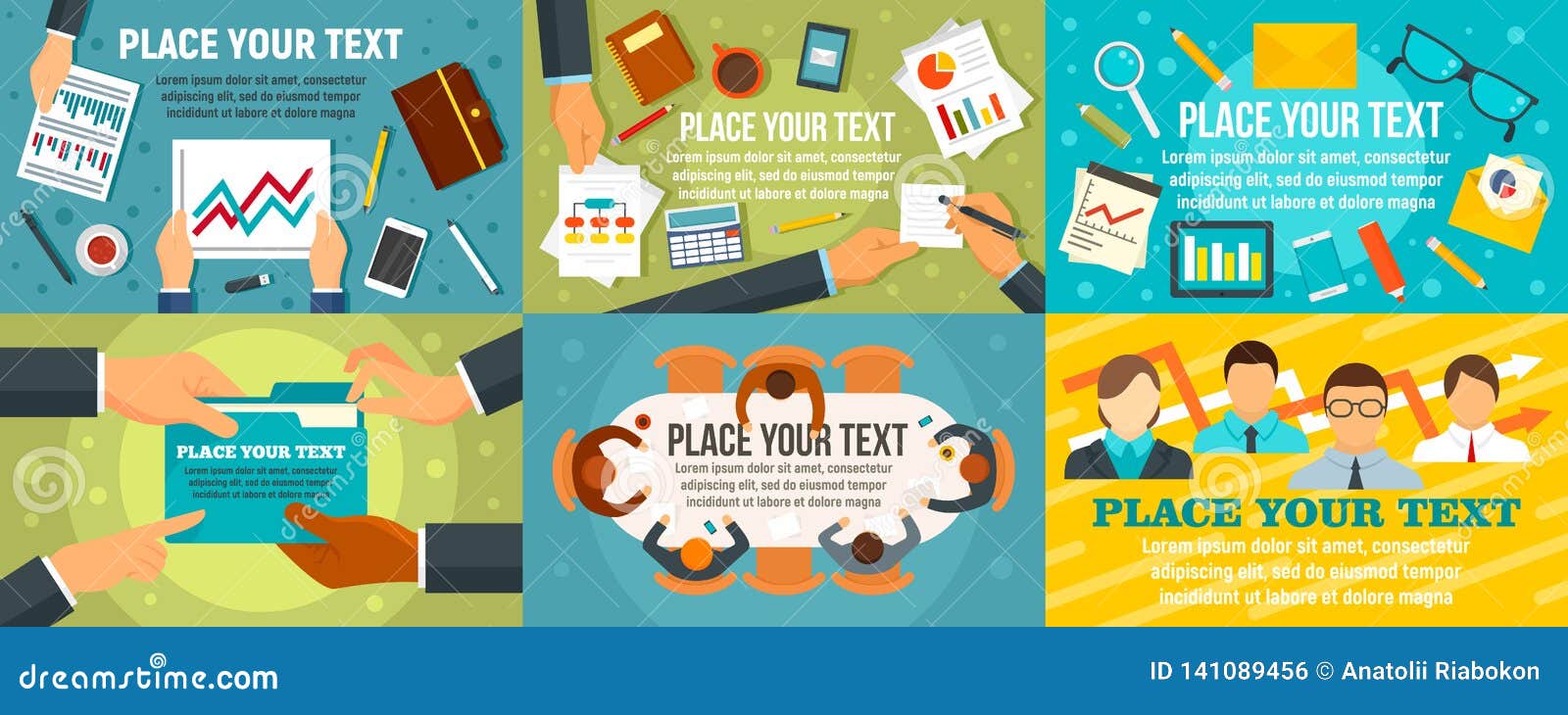 Business Planning Meeting Banner Set, Flat Style Stock Vector ...