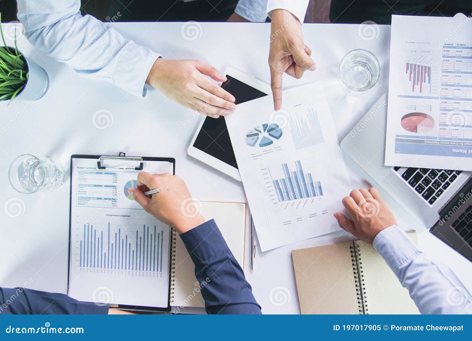 Business Planning Meeting Financial Budget. Top View of Business Team ...