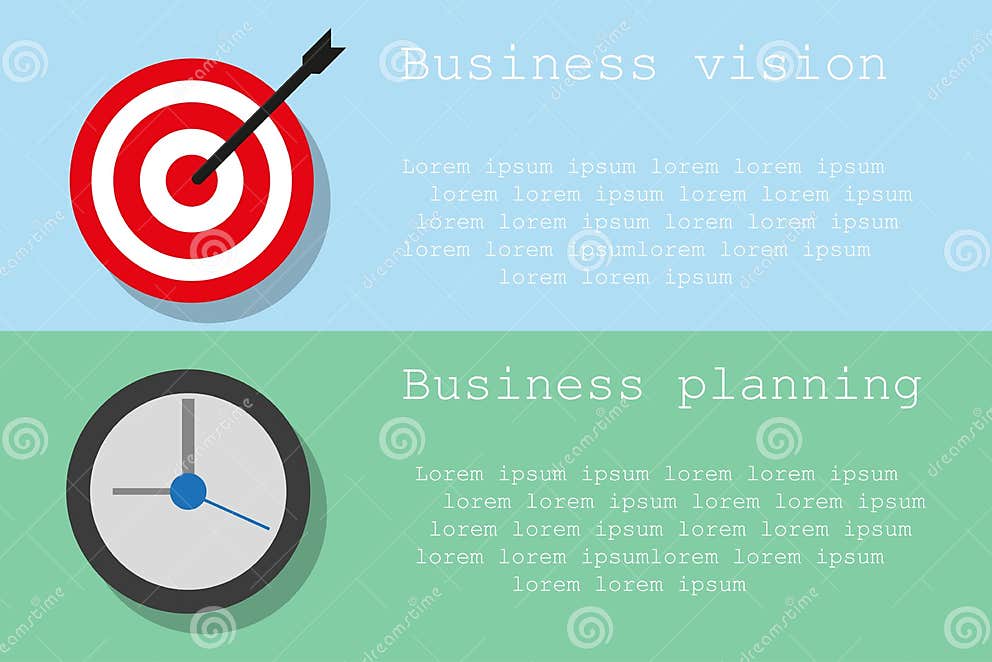 Business Planning and Vision on Two Different Color Backgrounds Stock ...