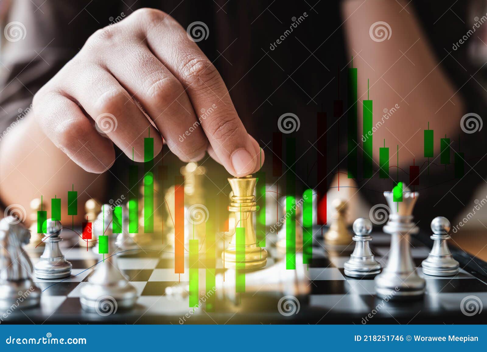 Business Playing Chess with Virtual Strategy Financial. Stock Photo ...