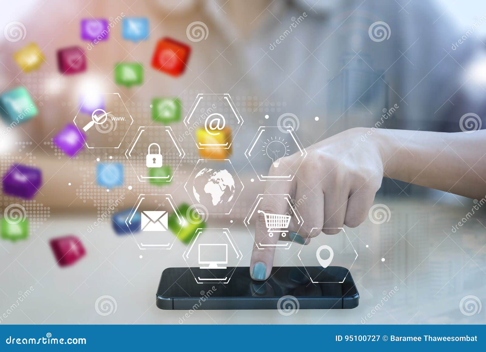 Business Point Mobile Phone with Application Icons Interface Stock ...