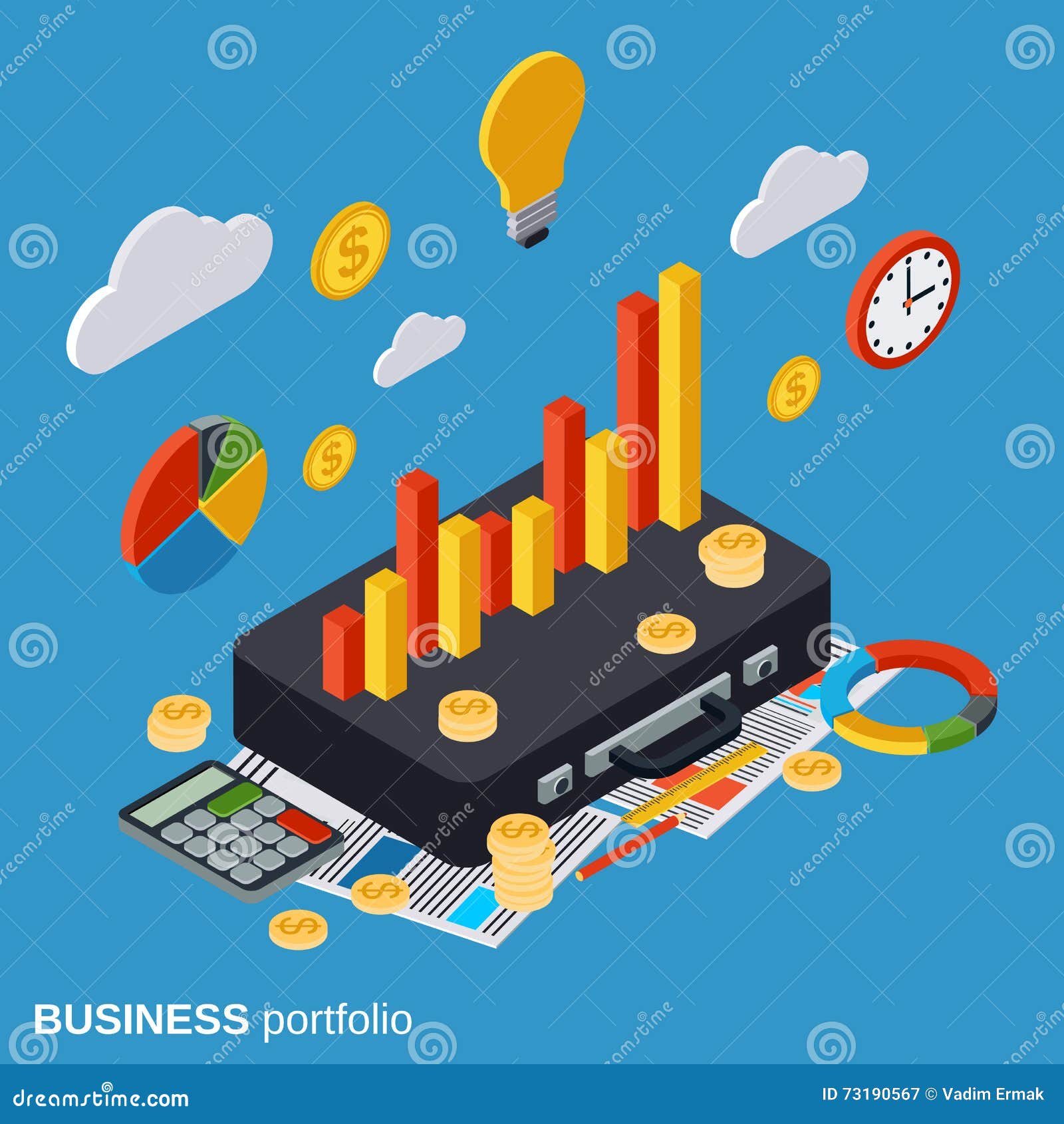 Business Portfolio, Financial Statistics, Analysis Vector Concept Stock ...