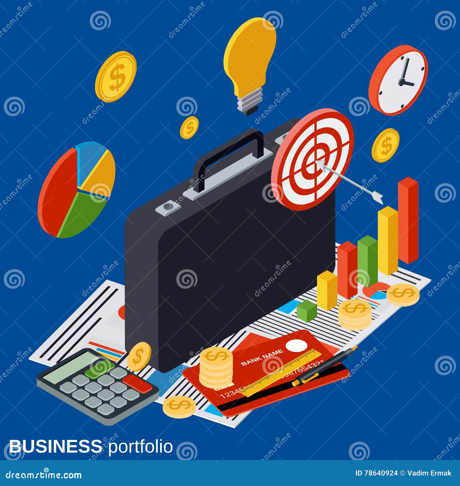 Business Portfolio Flat Isometric Vector Concept Stock Vector ...