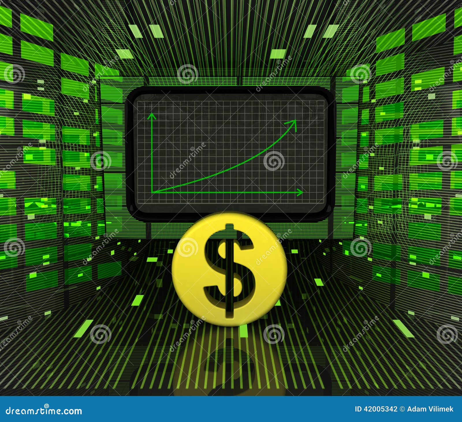 Dollar Map And Forecast Graph Illustration Cartoon Vector ...