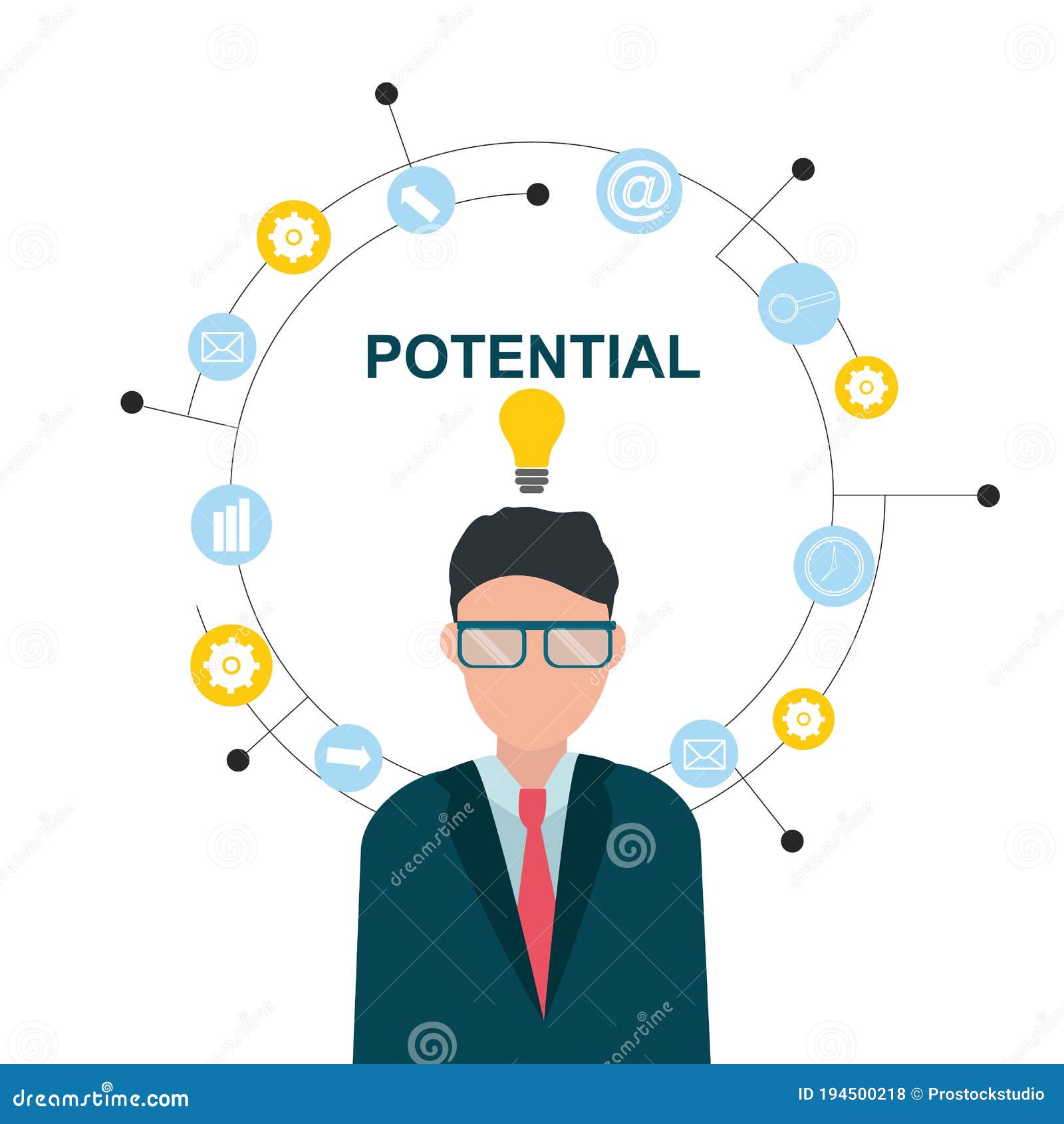 Conceptual Business Potential Illustration, Businessman Standing on ... Conceptual Business Potential Illustration, Businessman Standing on ...
