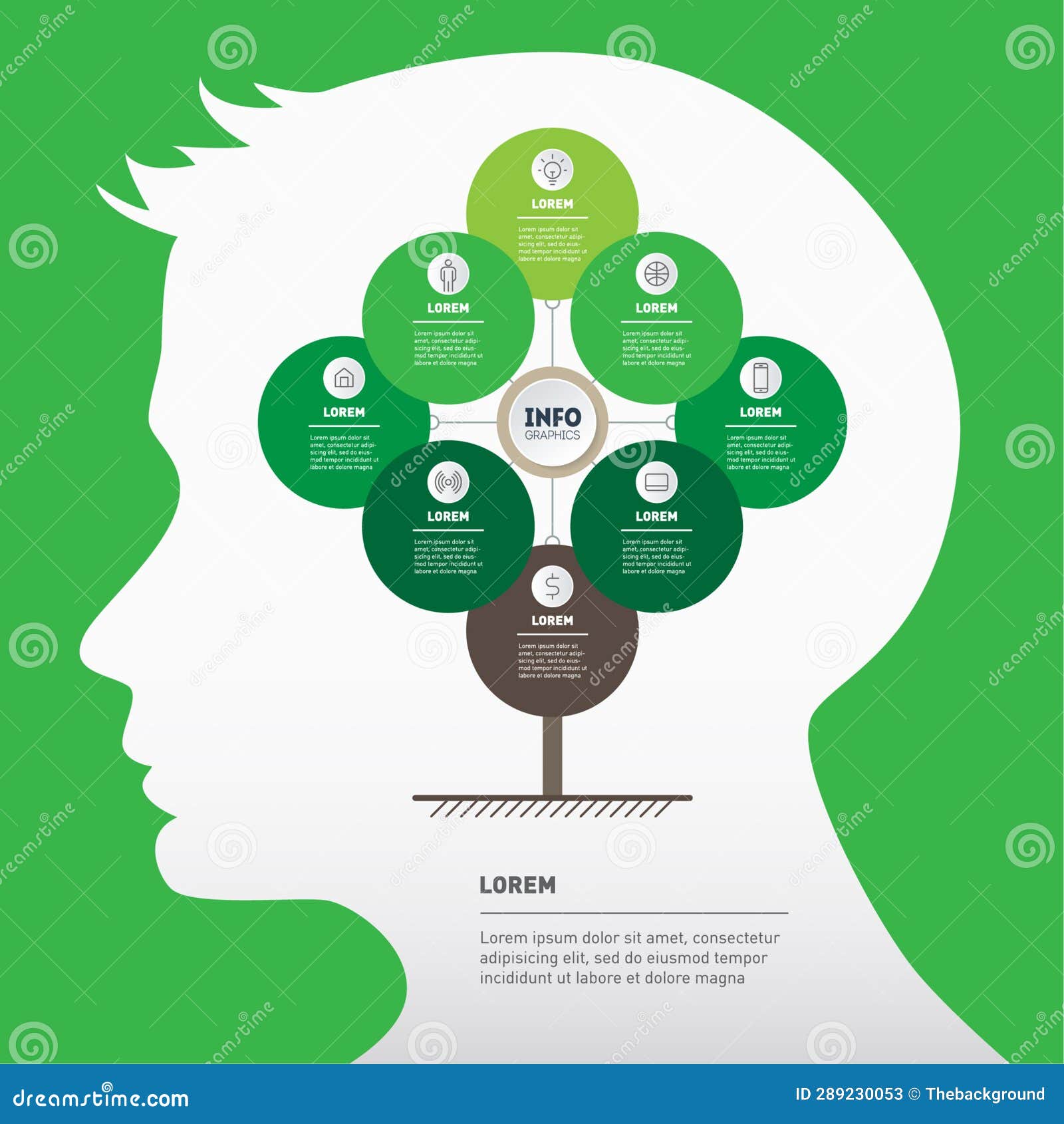 Presentation With Eight Parts And Icons. Infographics With Silhouette ...