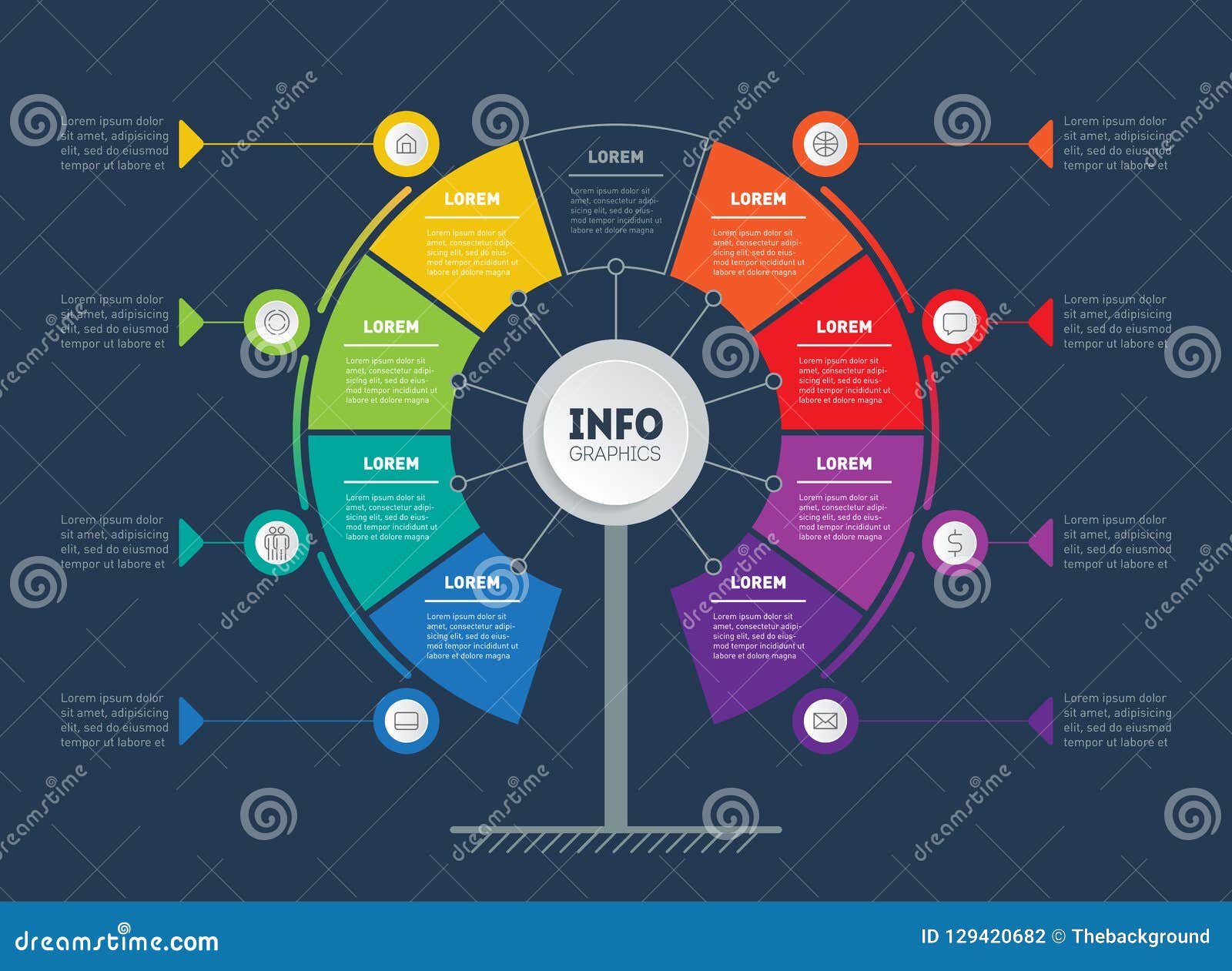 Business Presentation Concept with Eight Points. Web Template of Stock ...