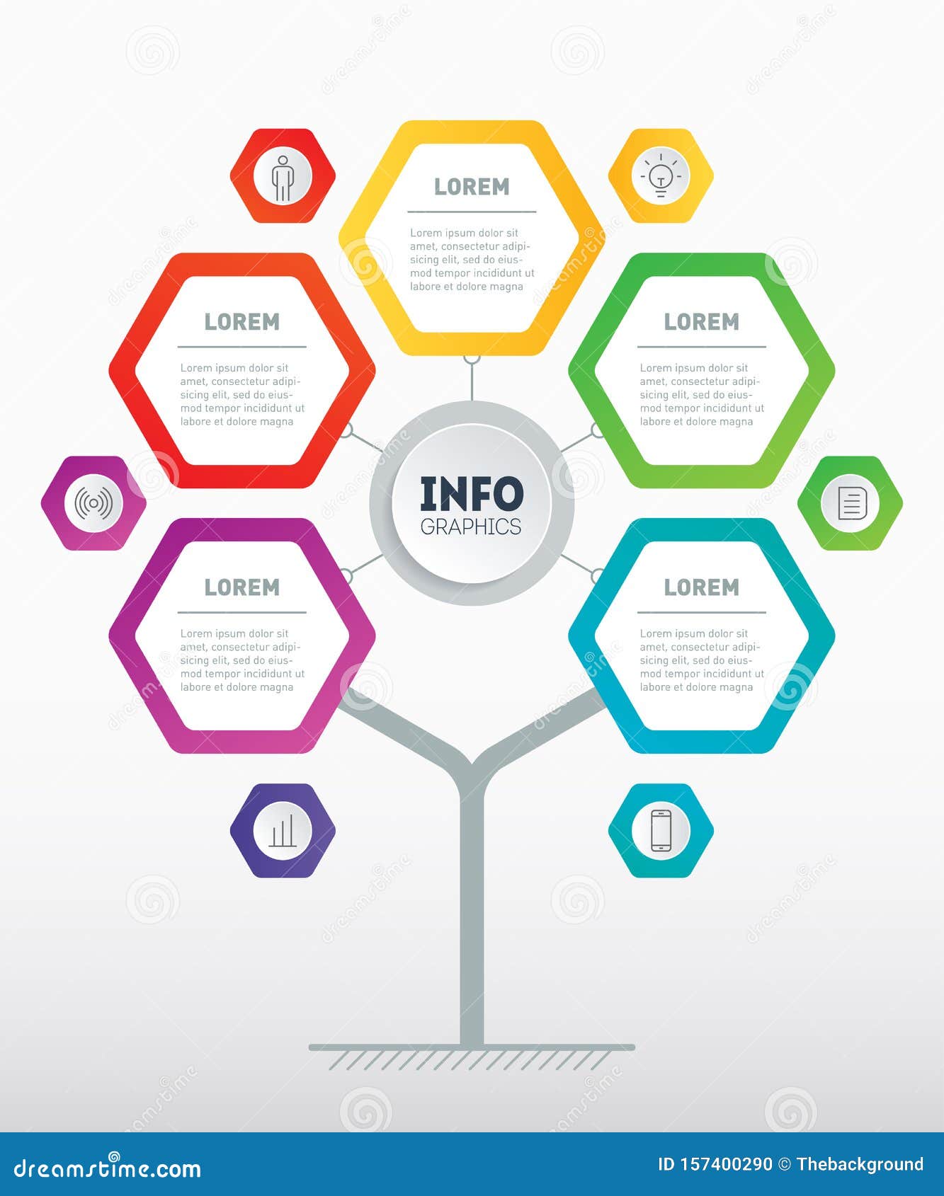 Tree Mindmap Timeline Process Infographics Template Background Cartoon ...