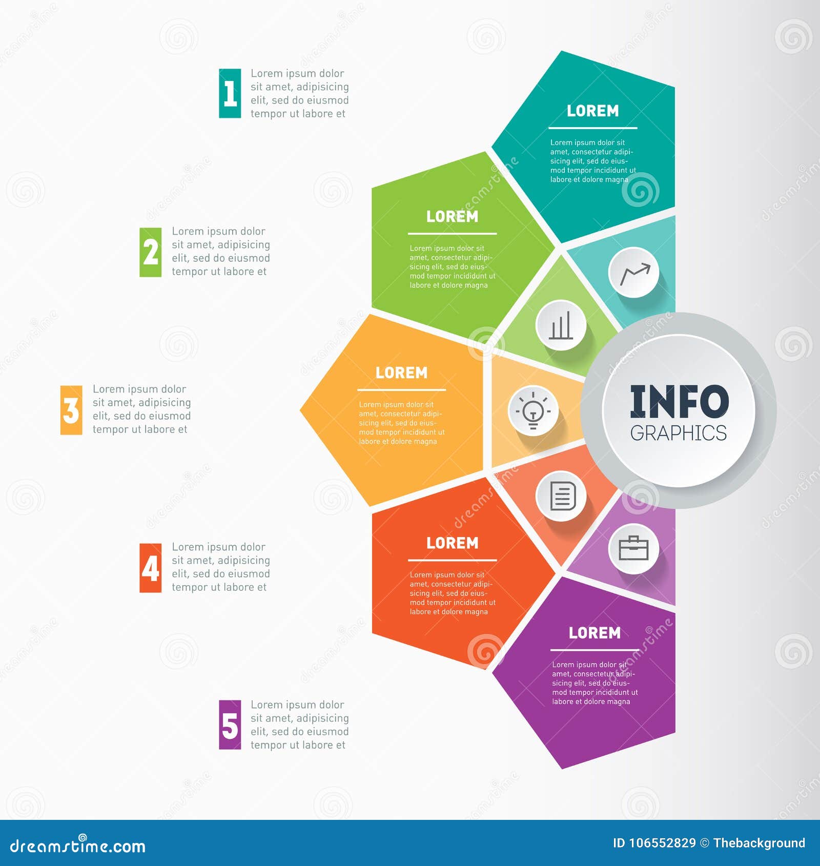 Business Infographic Concept Colored Hexagon Blocks In Flat Style ...