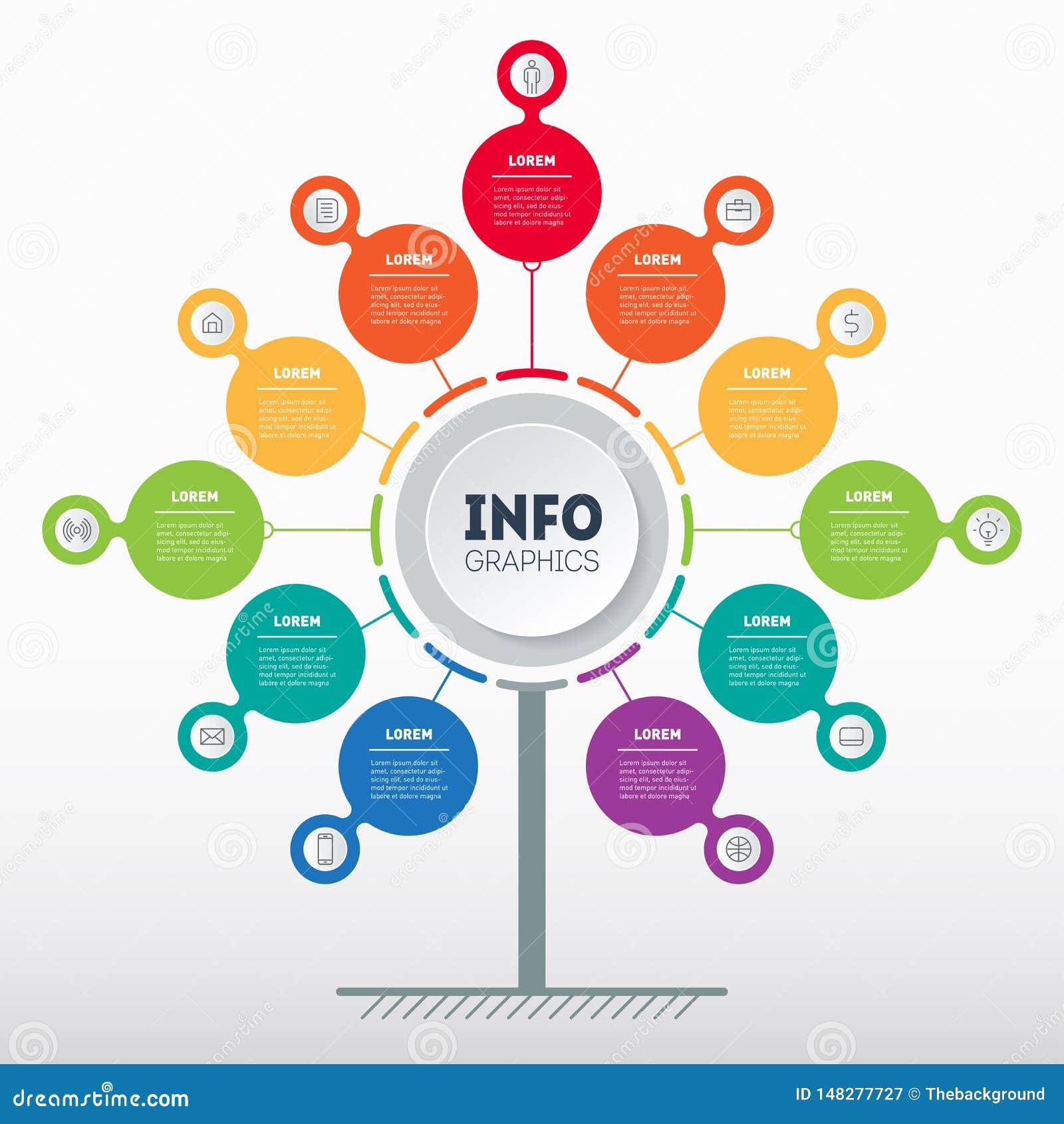 Business Presentation Concept with 11 Options. Web Template of Service ...