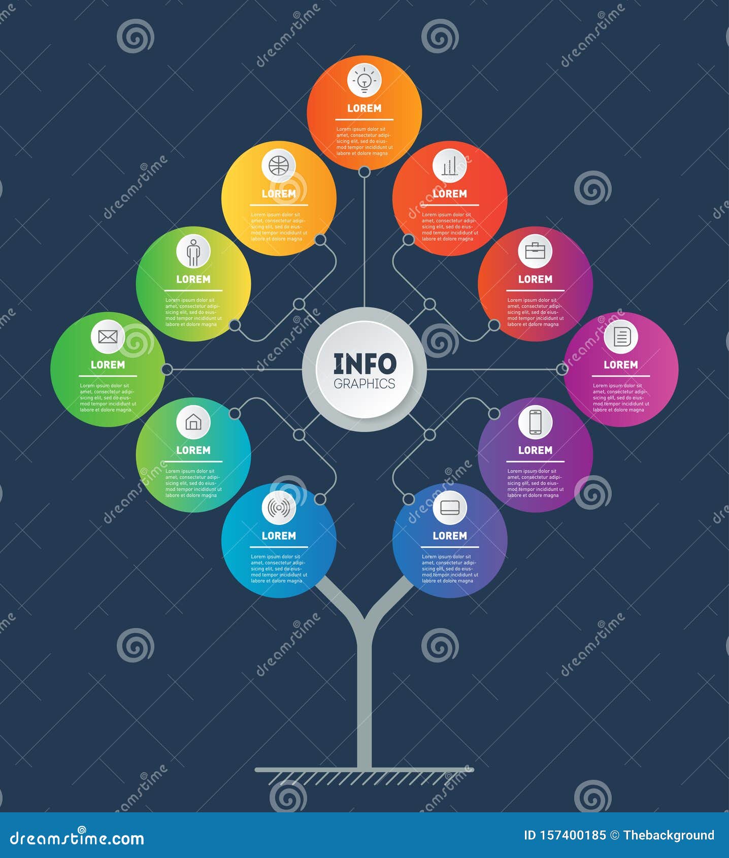 Business Presentation Concept with 11 Options. Web Template Tree, Info ...