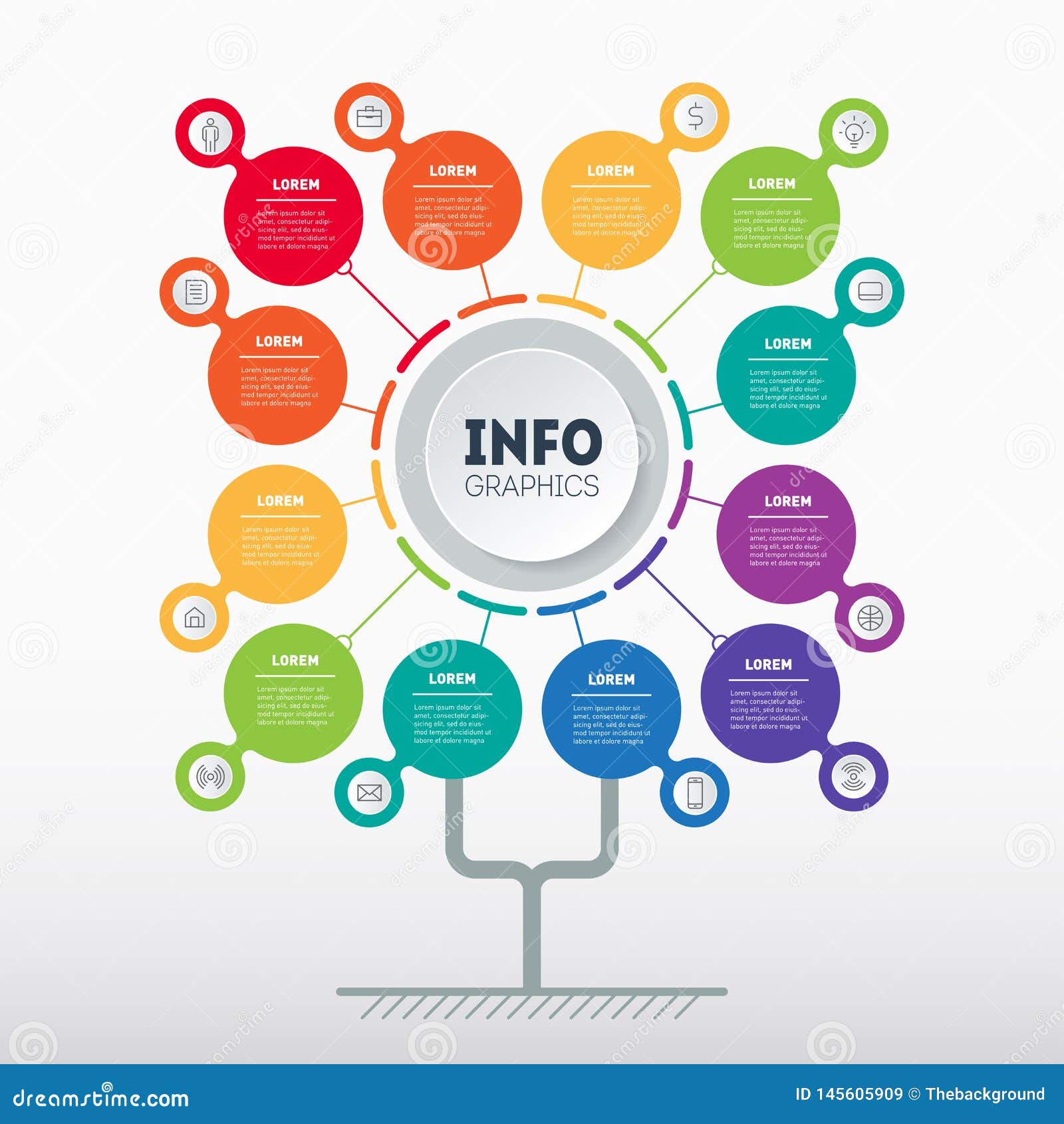 Business Presentation Concept with 12 Options. Web Template of Tree ...