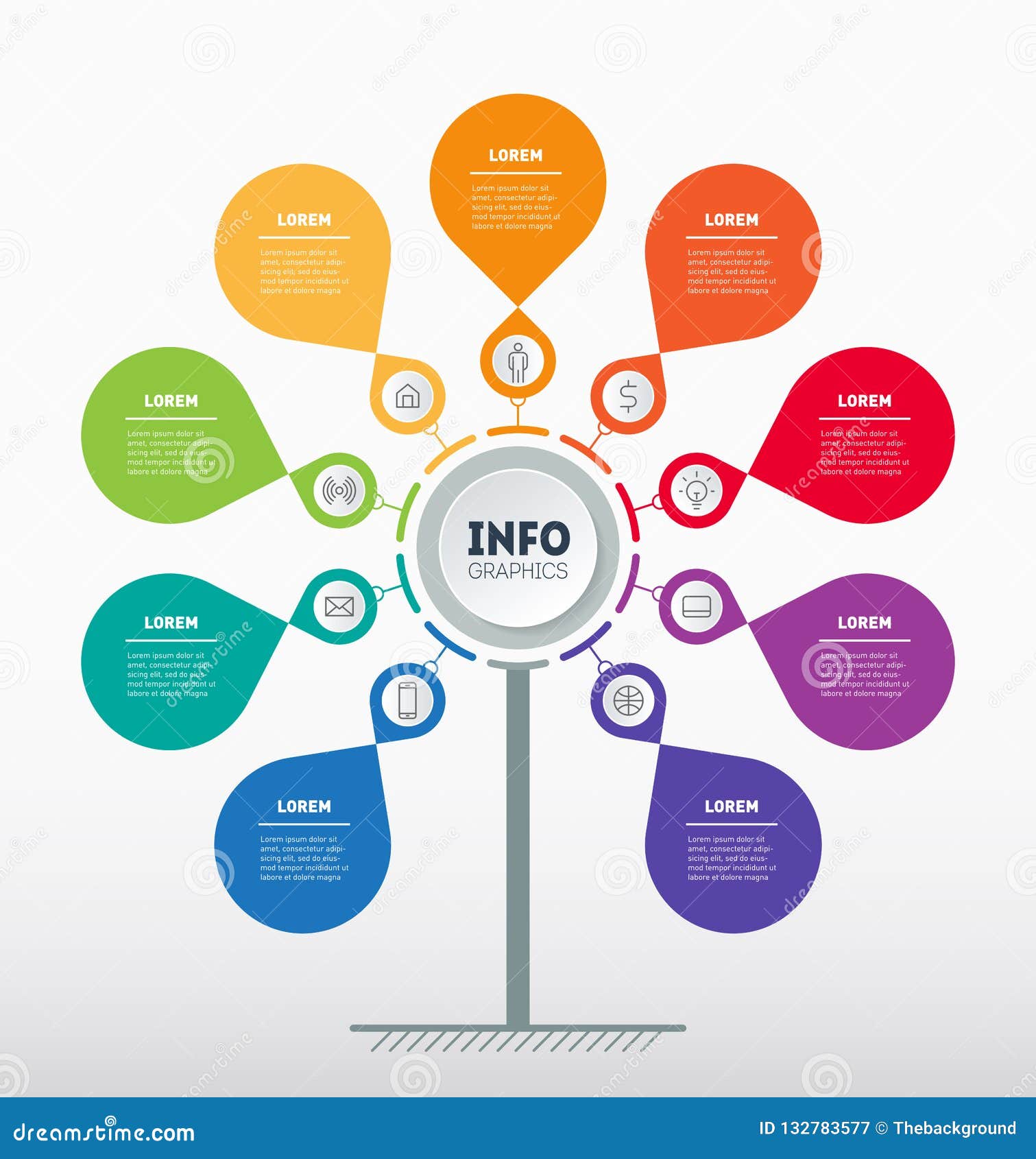 Business Presentation Concept with 9 Points. Vector Infographic Stock ...