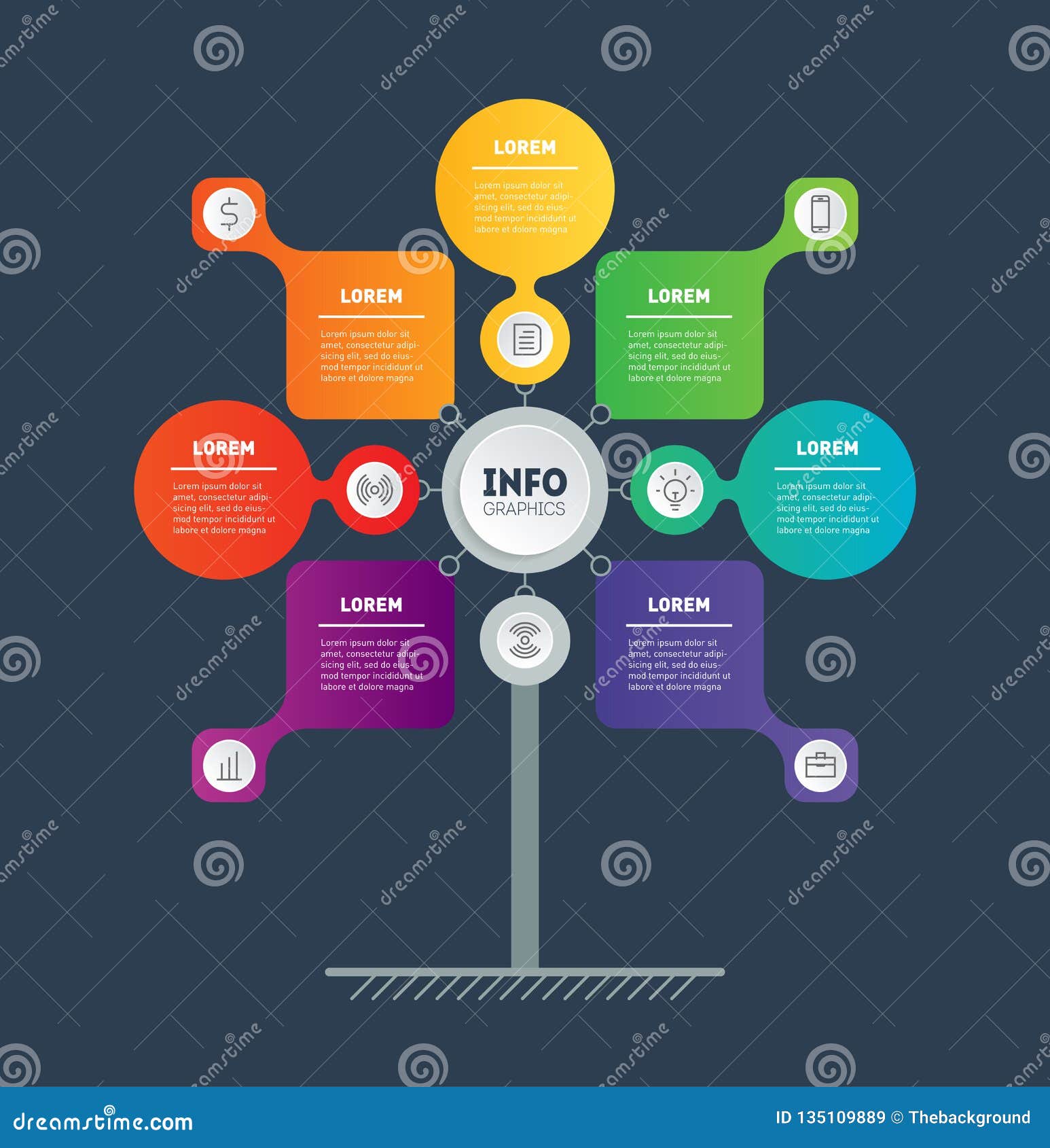 Business Presentation Concept with 7 Points. Web Template of Info Chart ...
