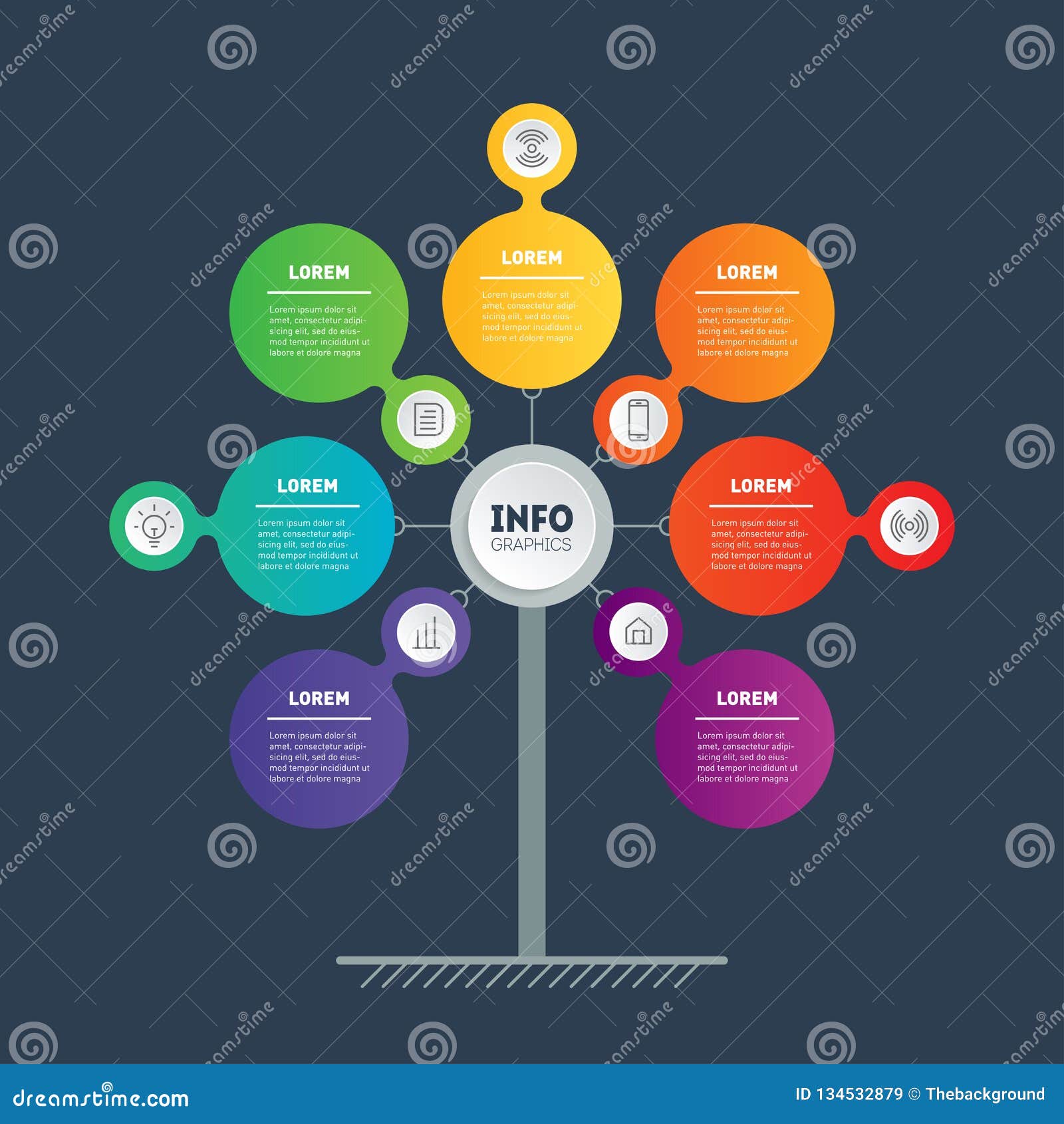 Business Presentation Concept with 7 Points. Web Template of Info Chart ...