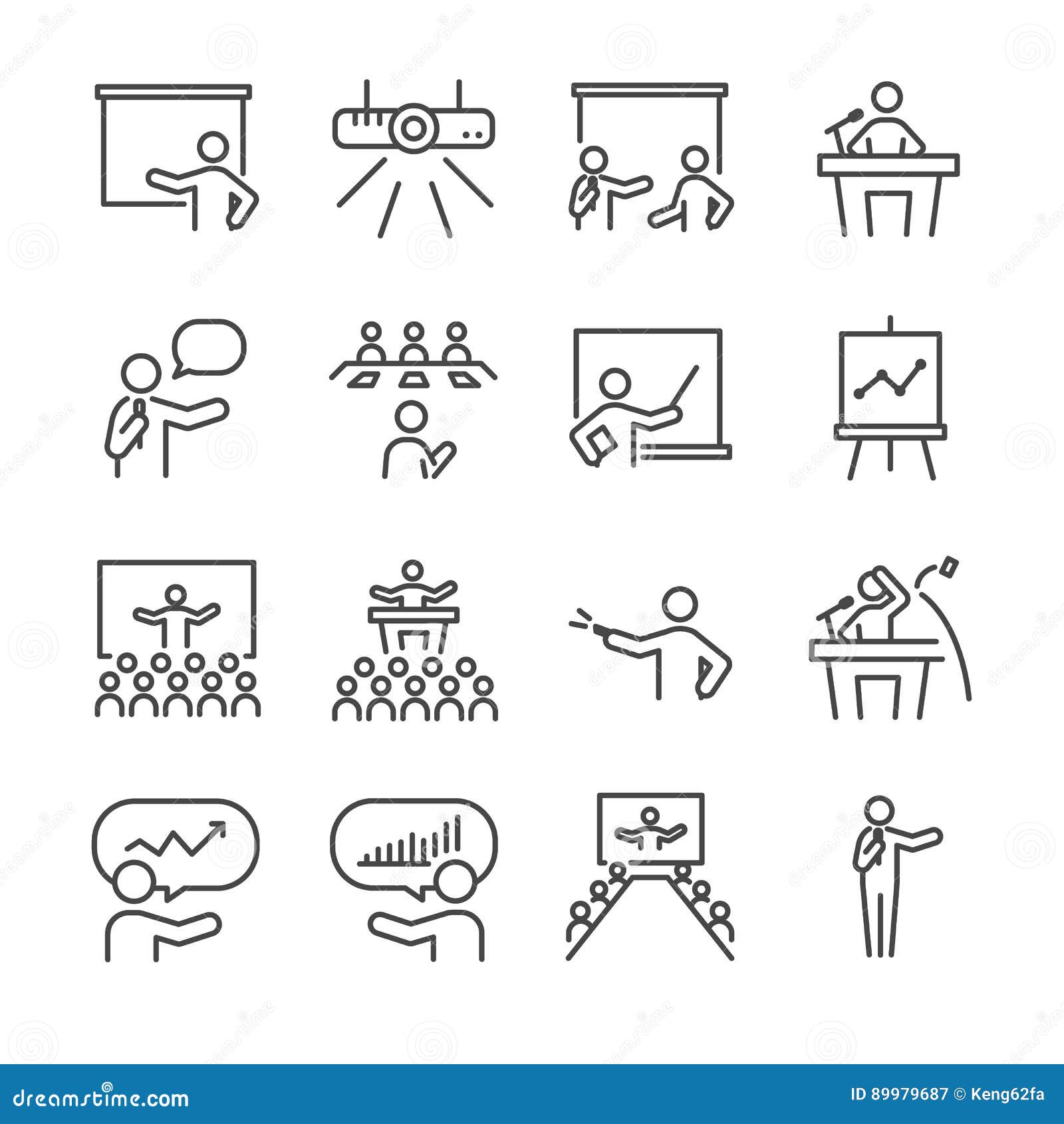 Business Presentation Icons Set Stock Vector - Illustration of reporter ...