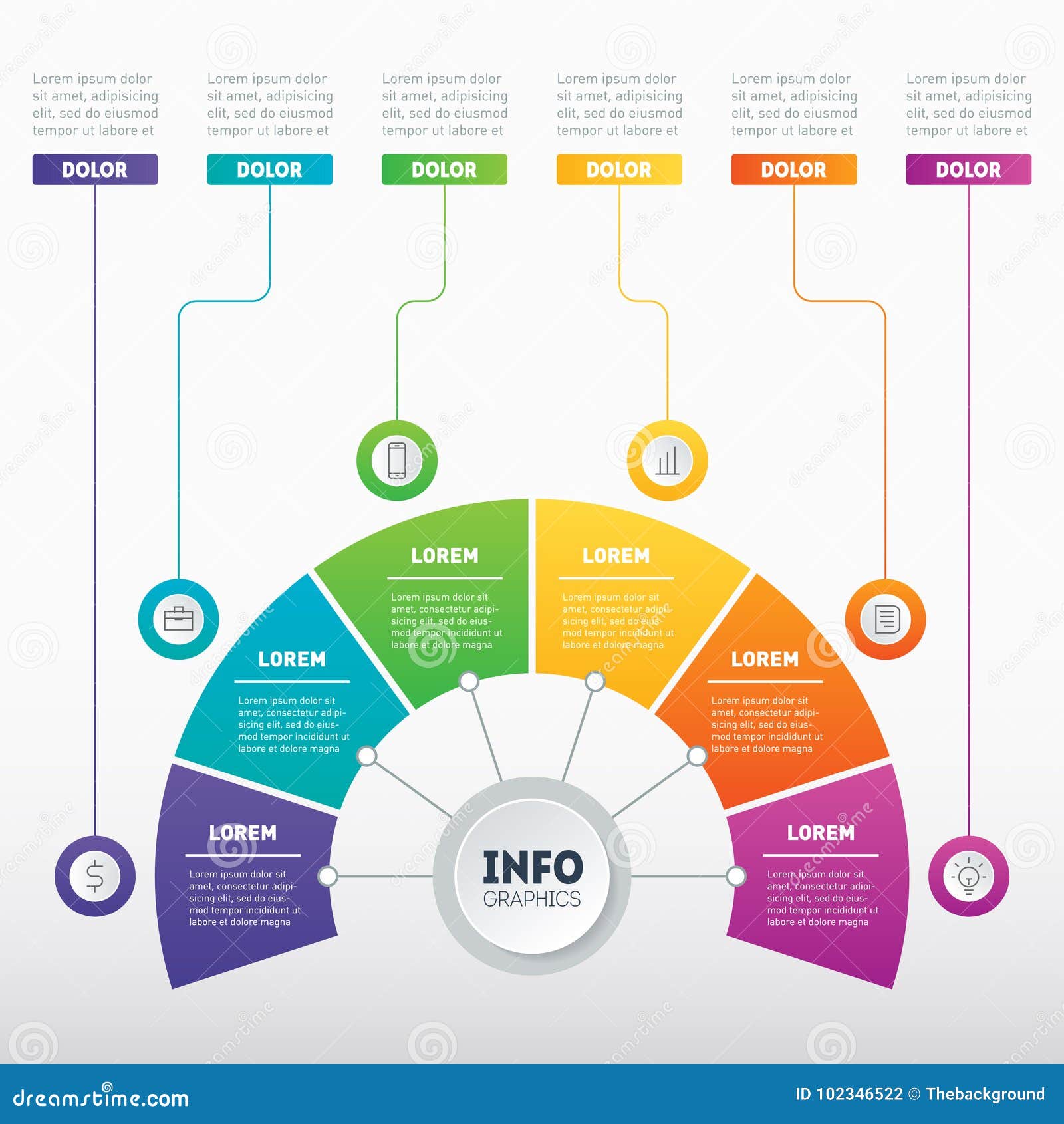 Business Presentation or Infographic with 6 Options. Vector Dyna Stock ...