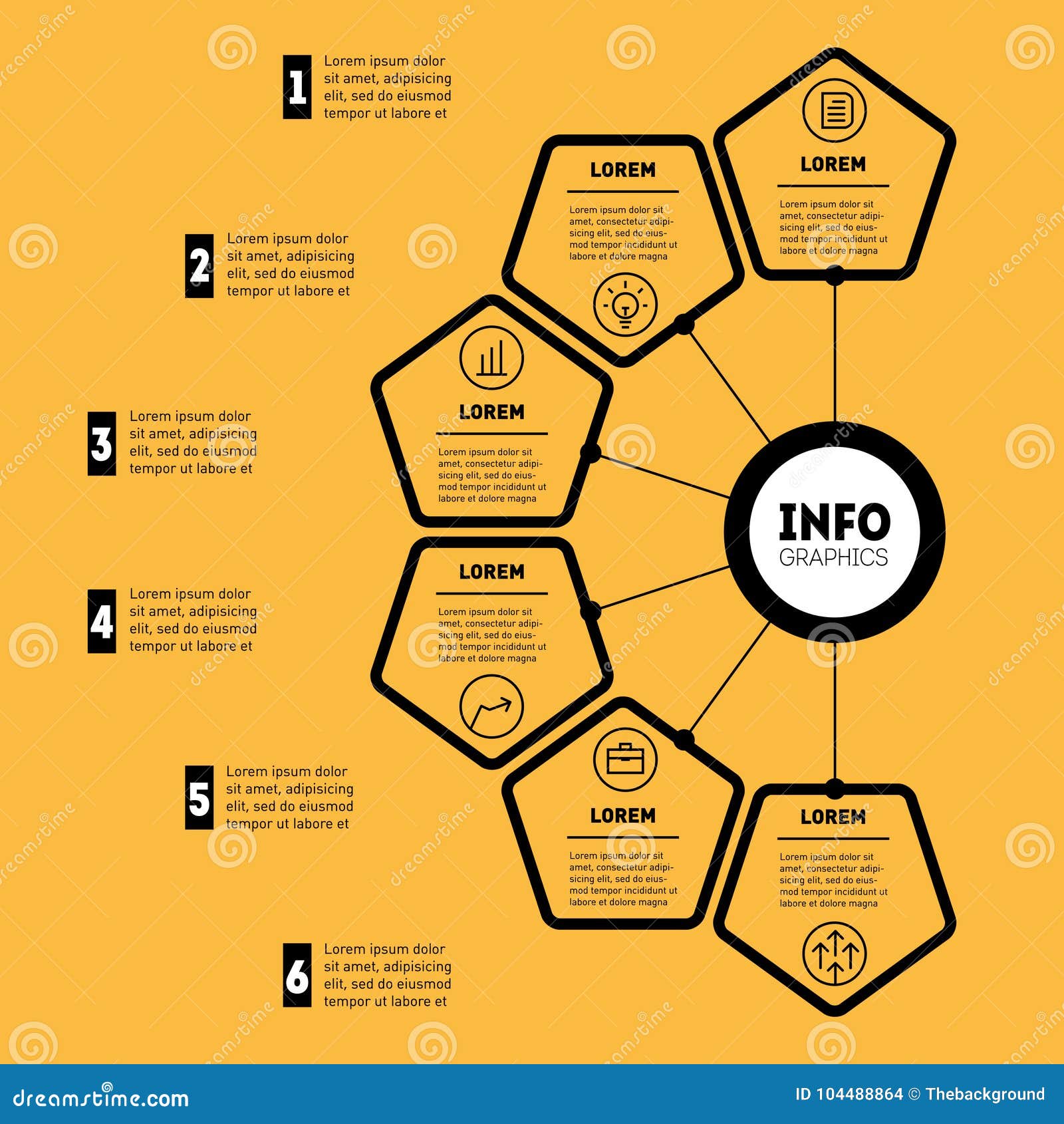 Business Presentation or Infographic with 6 Options. Vector Info Stock ...