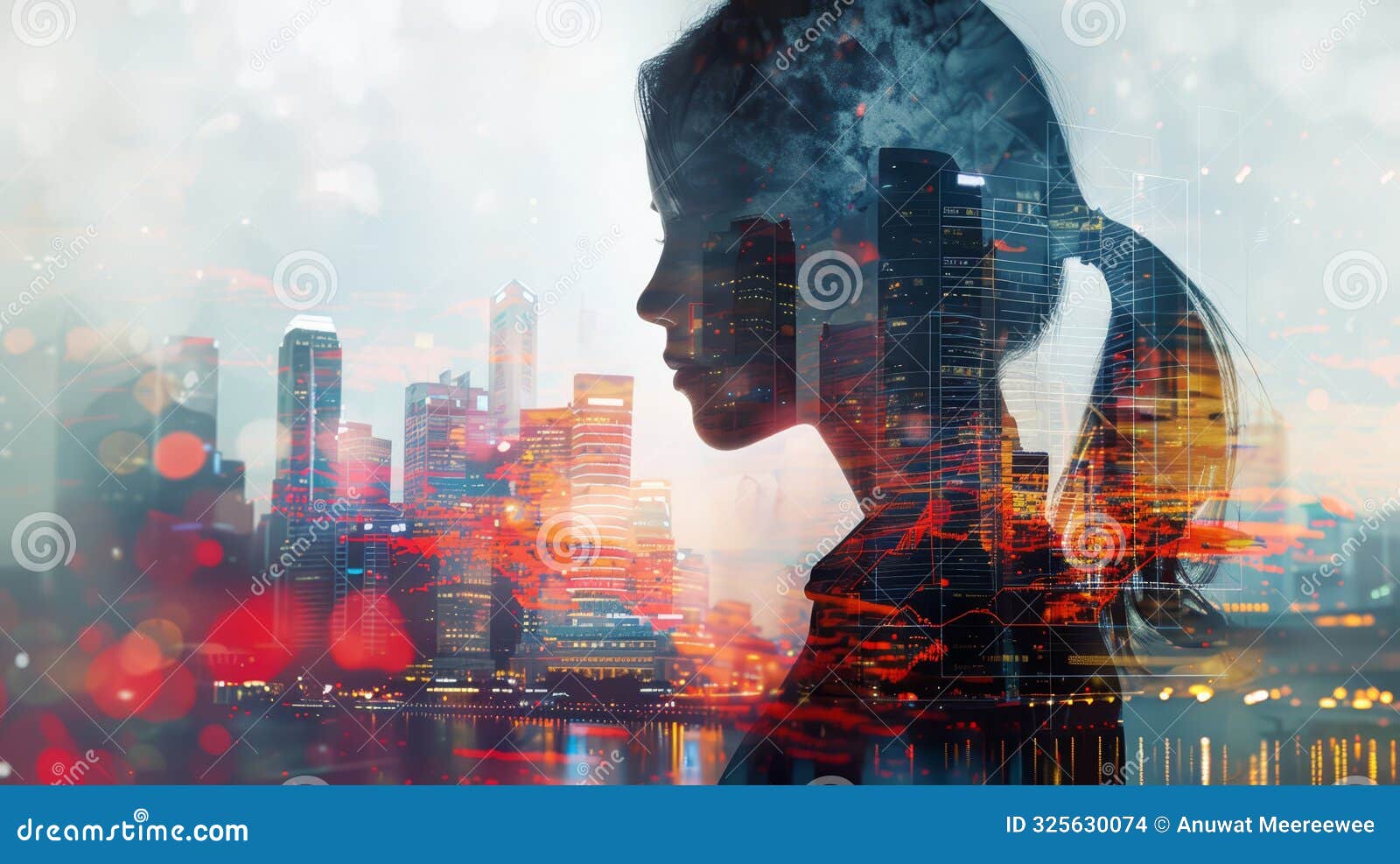 Business Presentation with Infographic Overlay Double Exposure Stock ...