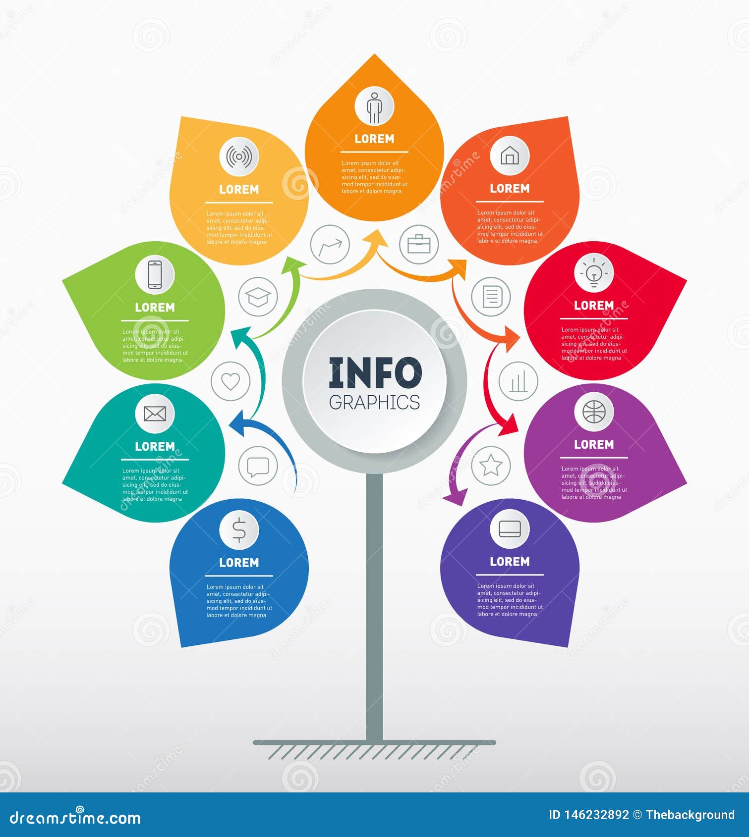 Business Presentation or Infographics Concept with 9 Options and 17 ...