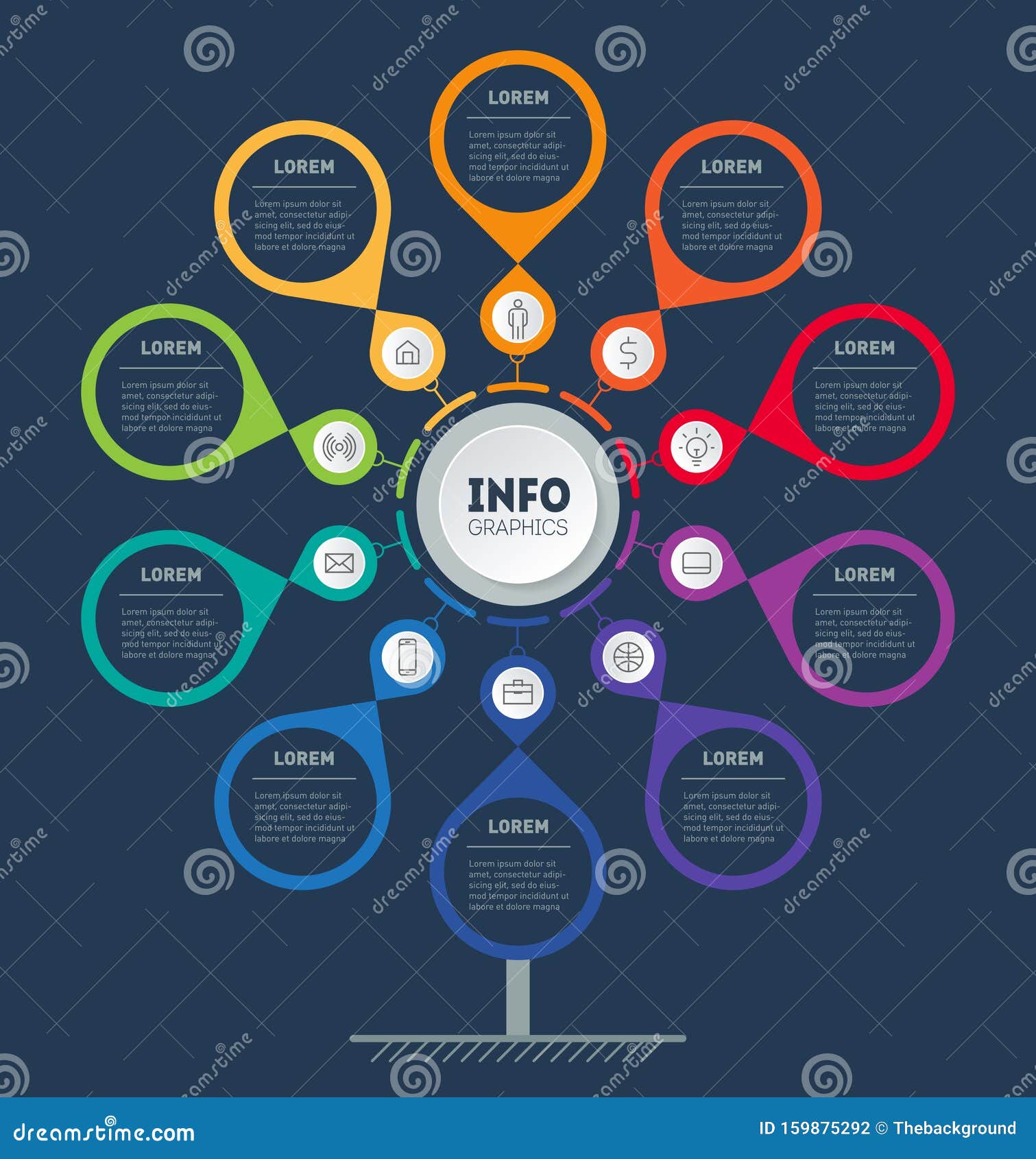 Tree Chart Steps Infographics - Can Illustrate A Strategy, Workflow Or ...