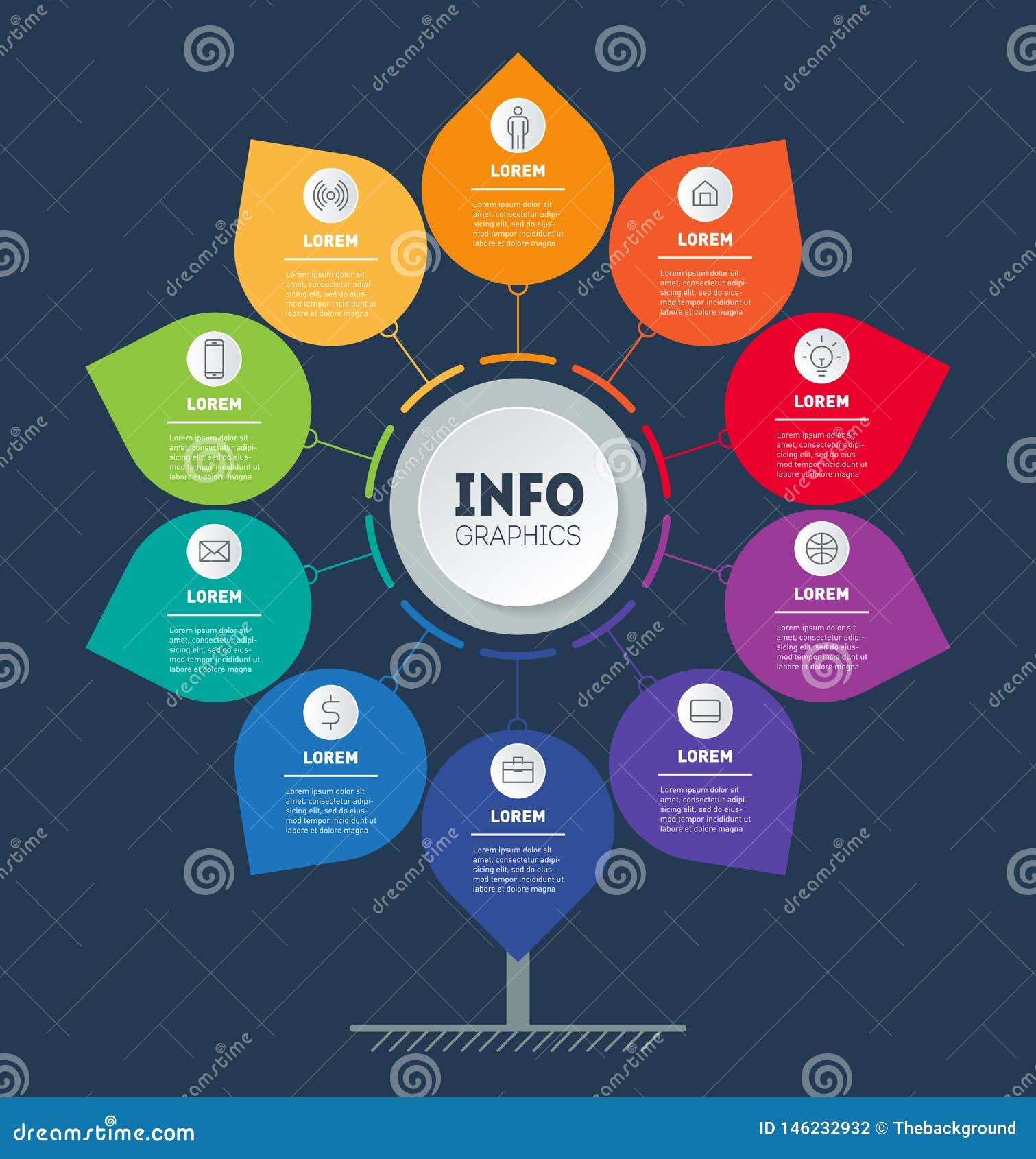 Business Presentation or Infographics Concept with 10 Options. Template ...
