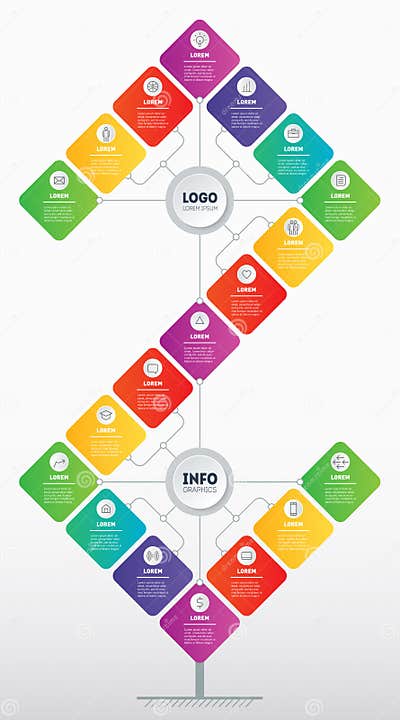 Business Presentation or Infographics Concept with 19 Steps. Multi ...