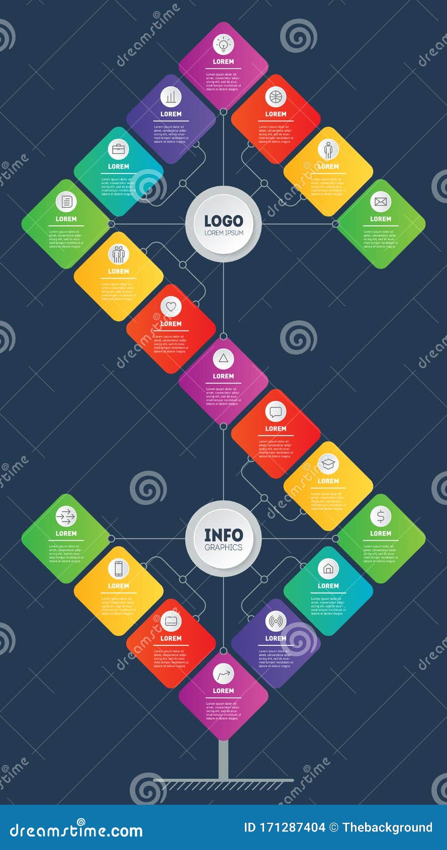Business Presentation or Infographics Concept with 19 Steps. Template ...