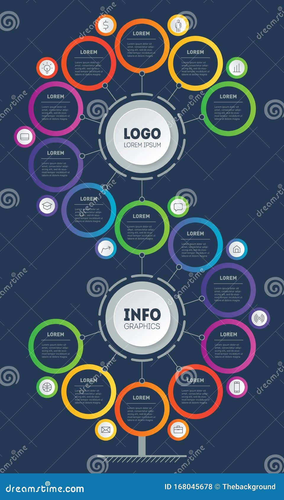 Business Presentation or Infographics with 15 Steps. Template of ...