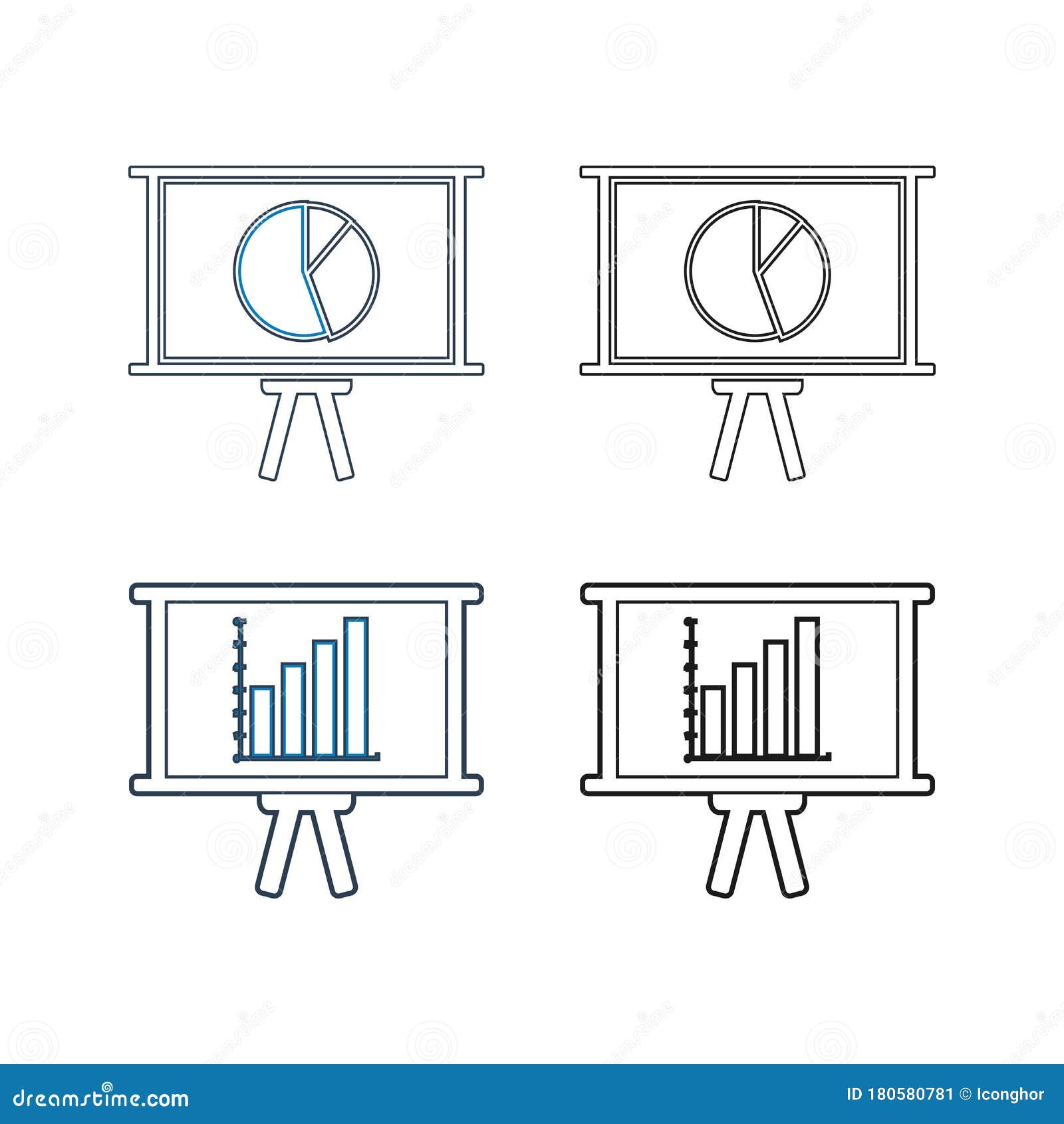 Business Presentation Line Icon Set. Stock Vector - Illustration of ...