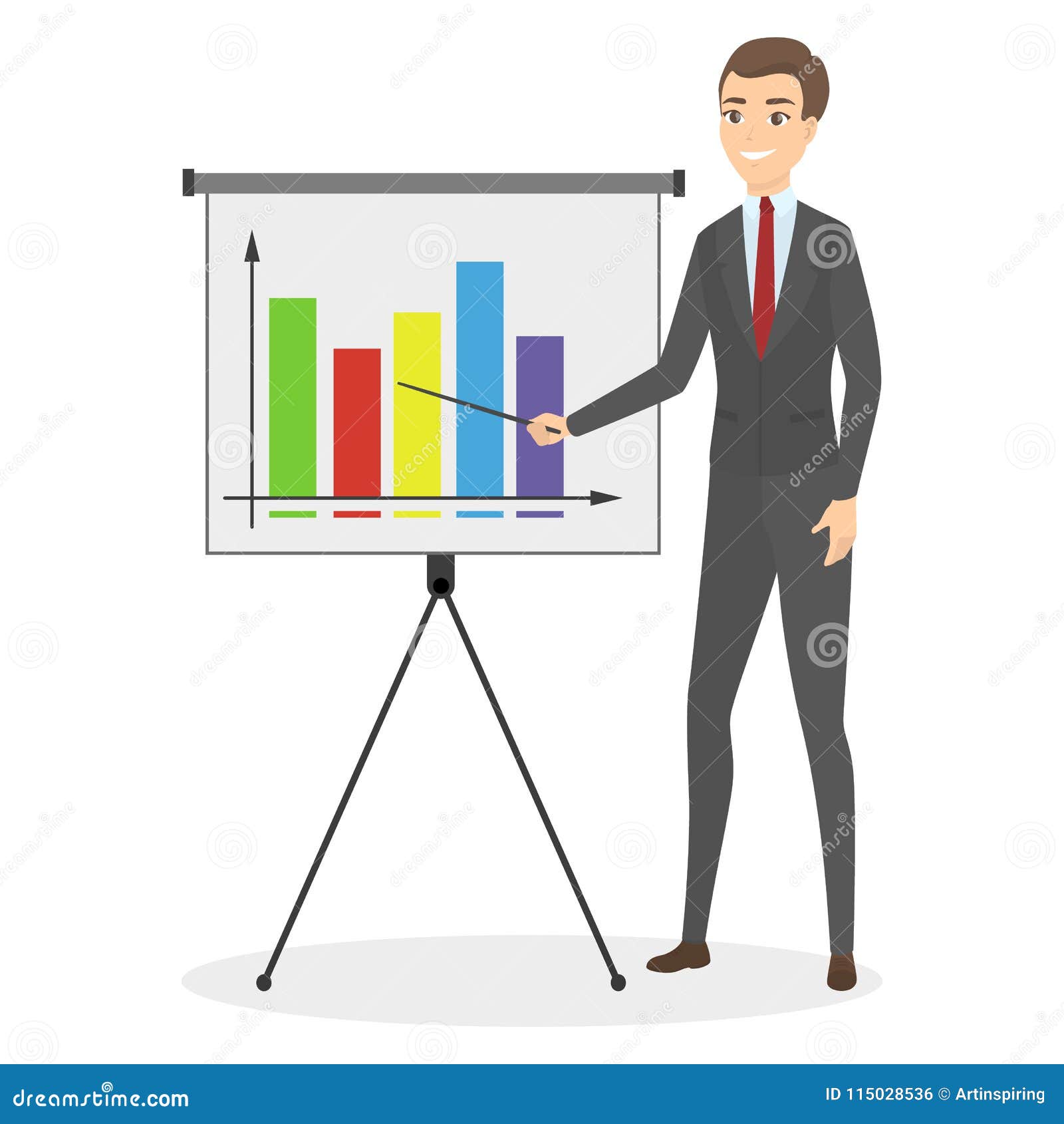 Business presentation man. stock vector. Illustration of graph - 115028536
