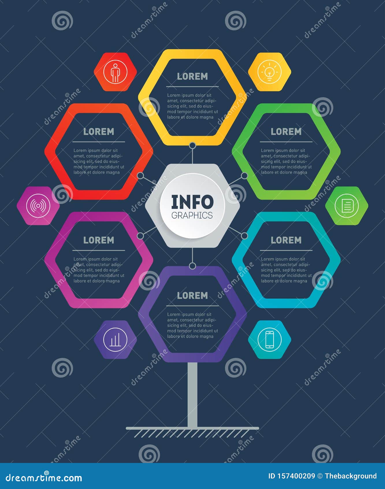 Business Presentation or Mindmap Concept with 6 Options. Template of ...