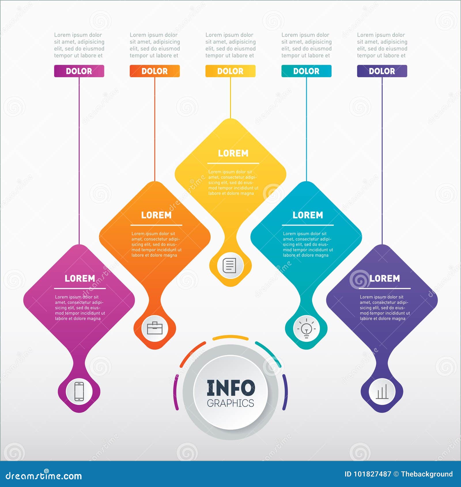 Business Presentation with 5 Options. Vector Dynamic Infographics of ...