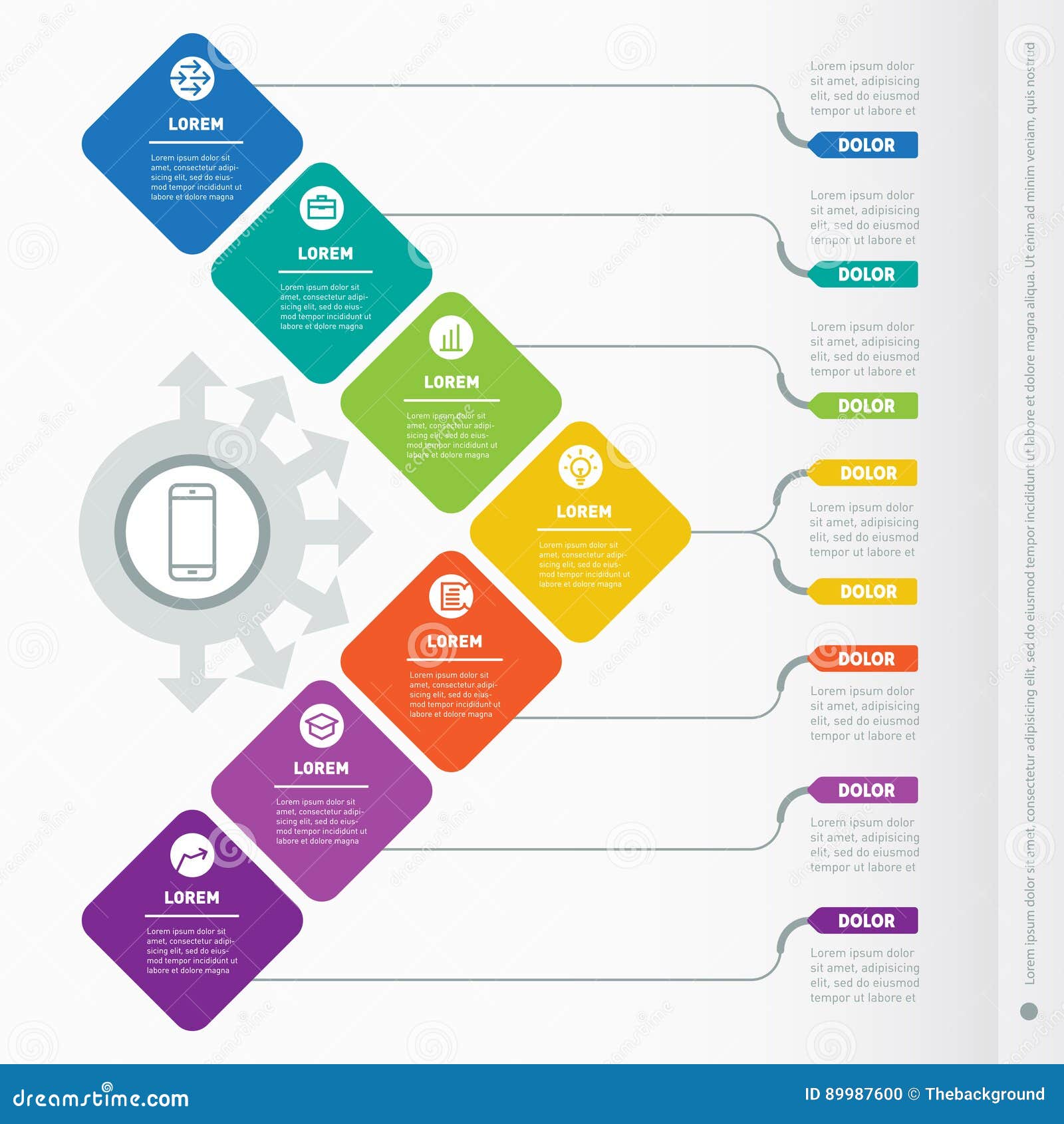 Business Presentation with 7 Options. Vector Dynamic Infographics of ...