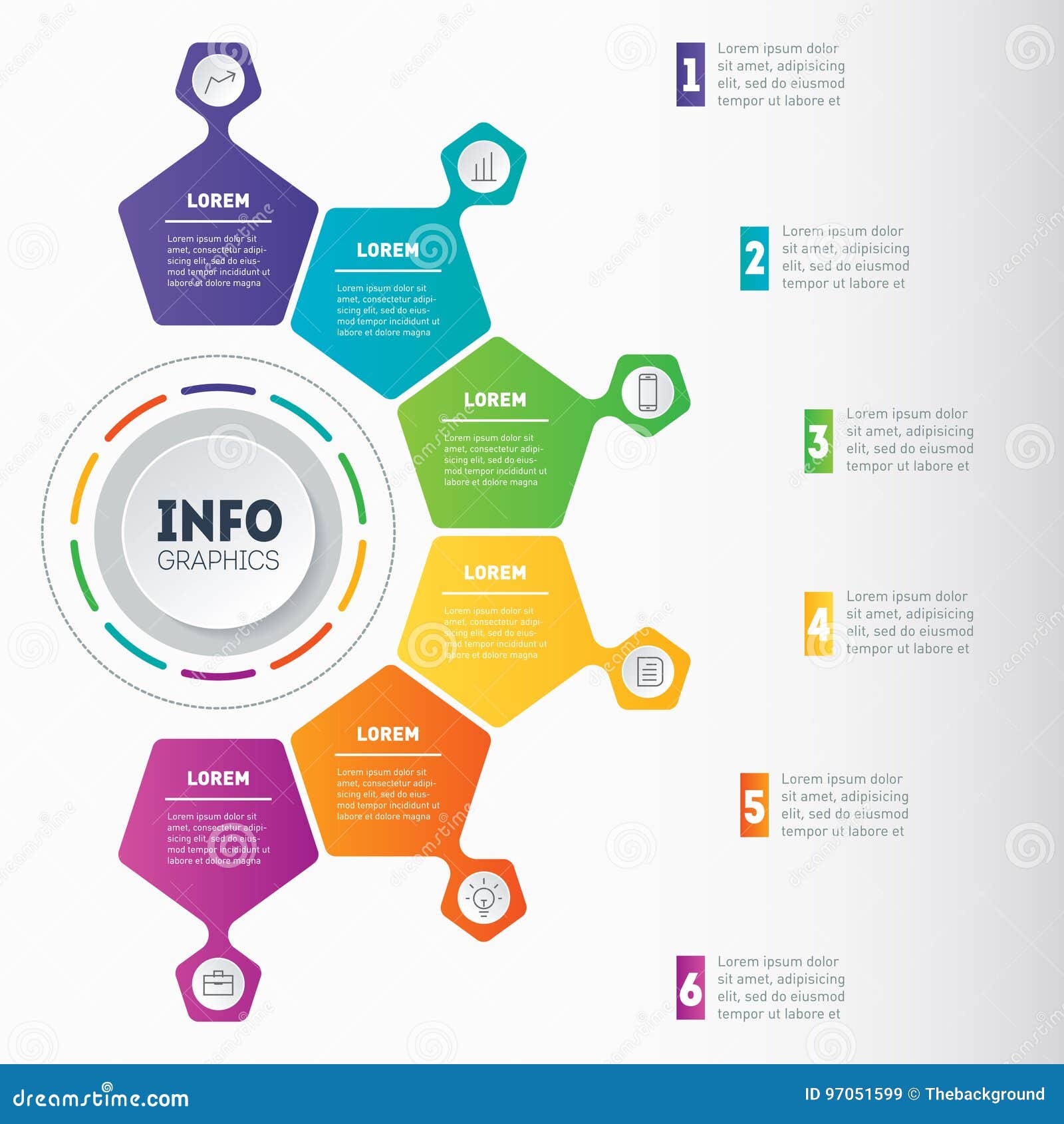 Business Presentation with 6 Options. Vector Dynamic Infographics of ...