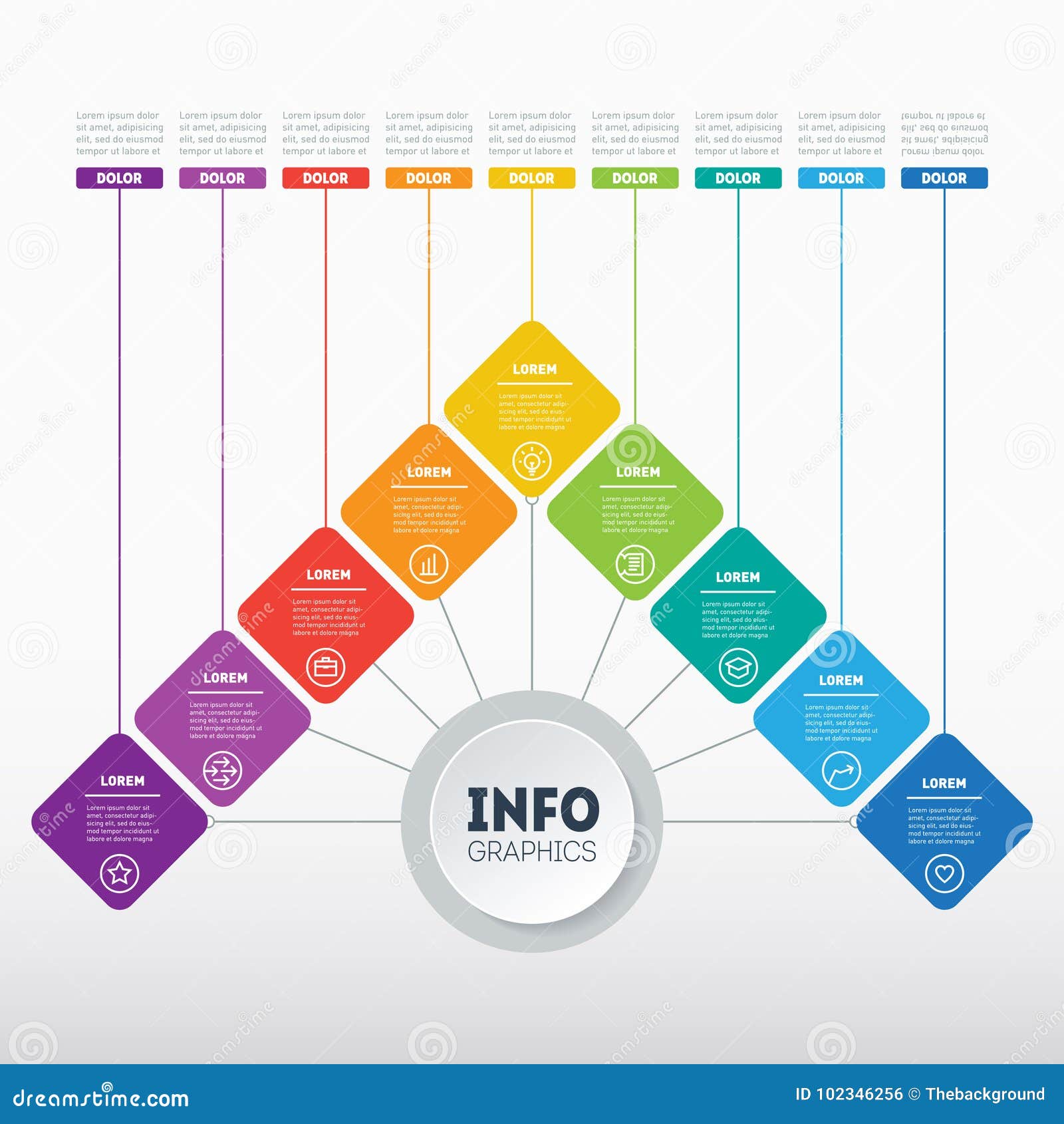 Business Presentation with 9 Options. Web Template of a Info Cha Stock ...