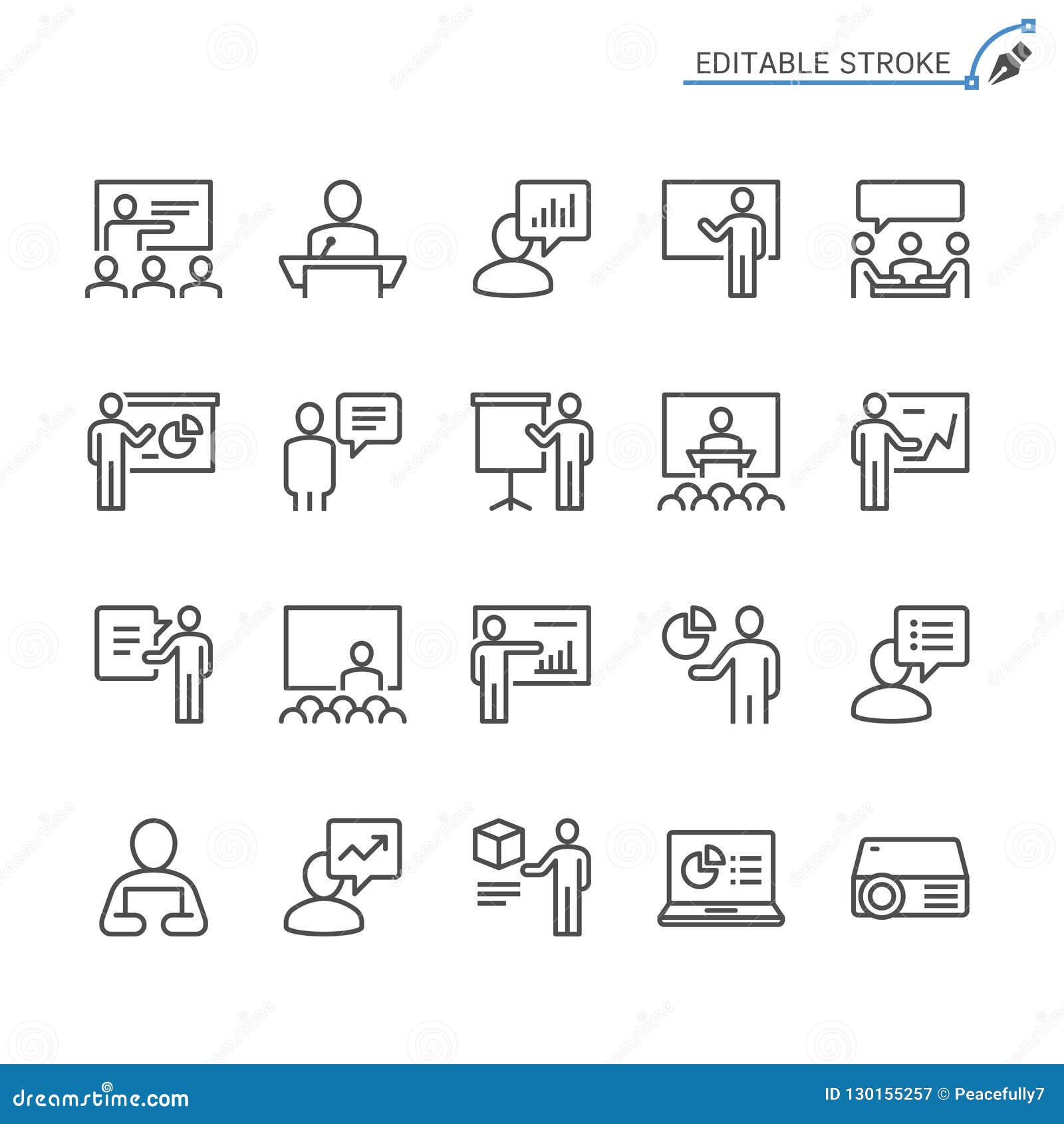 Business Presentation Outline Icon Set Stock Vector - Illustration of ...
