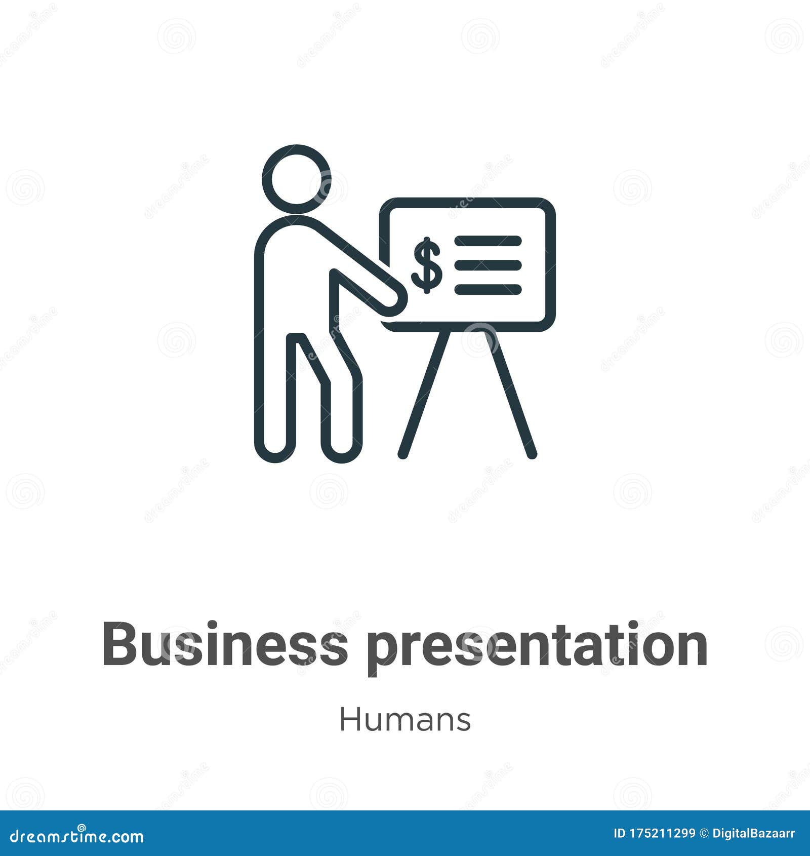 Business Presentation Outline Vector Icon. Thin Line Black Business ...
