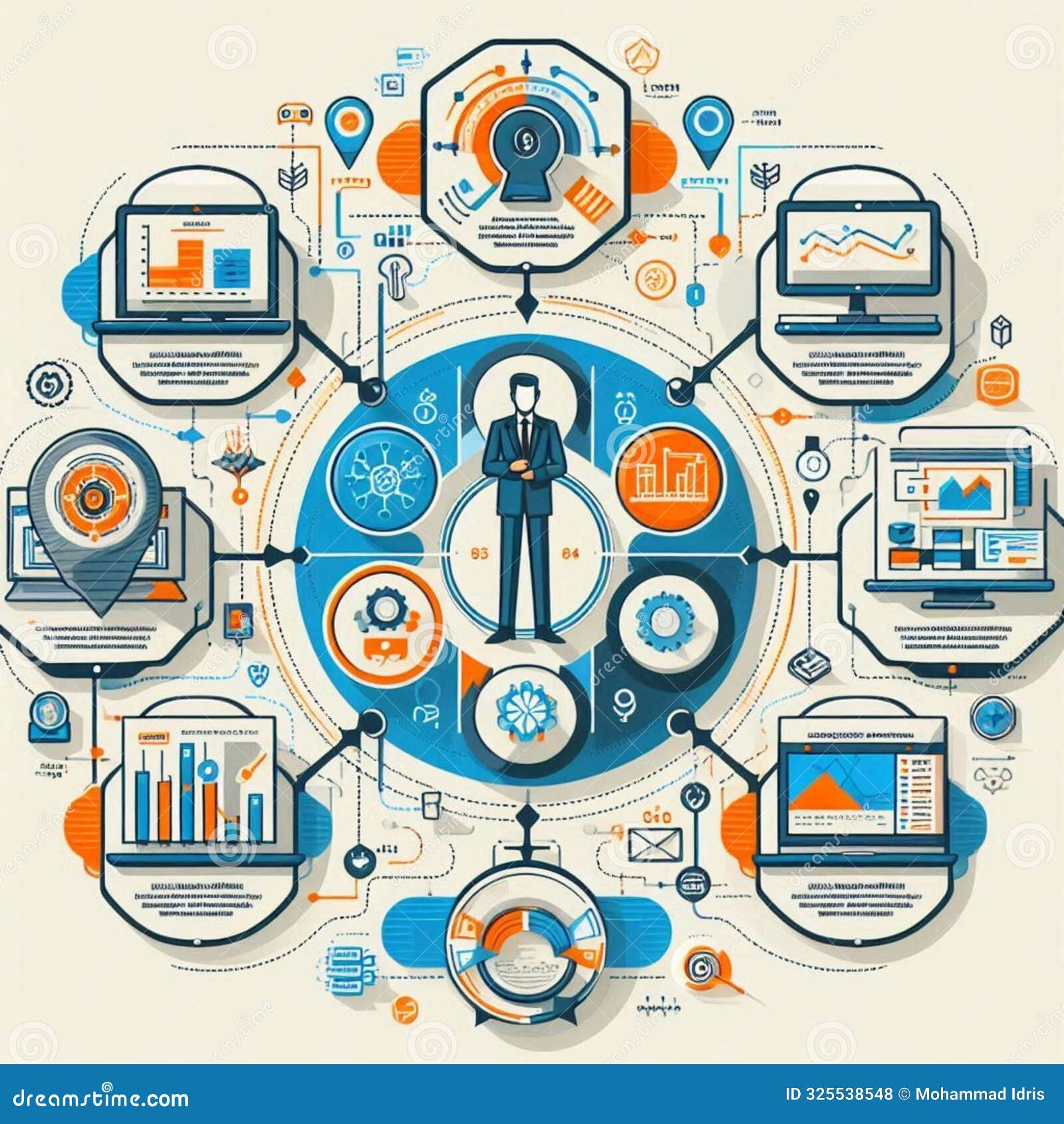 Business Presentation with Seven Alternatives. Vector Dynamic ...