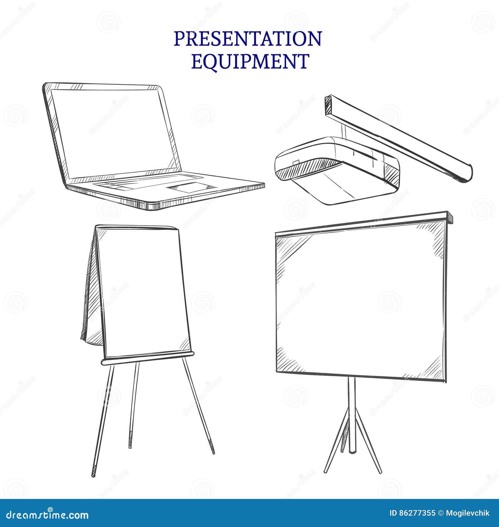 Business Presentation Sketch Elements Set Stock Vector - Illustration ...