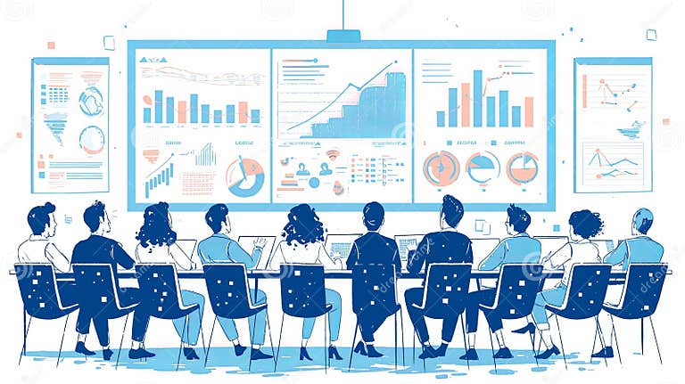 Business Presentation with Team Analyzing Data and Charts Stock ...